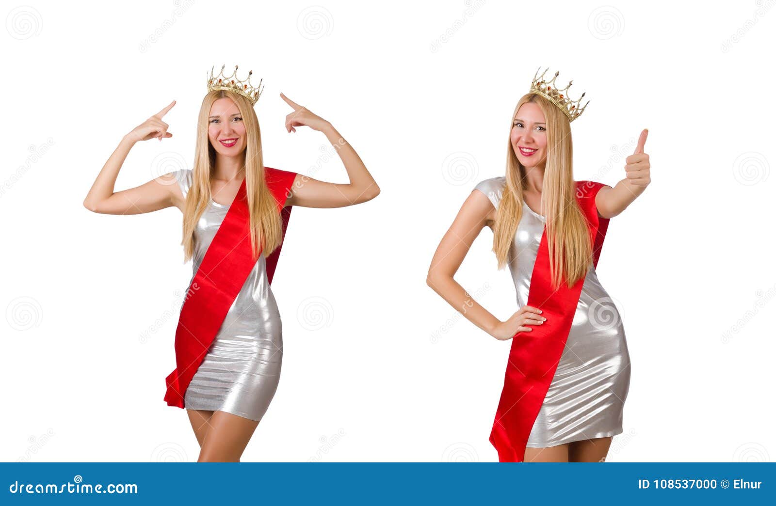 The Beauty Contest Winner Isolated on the White Stock Photo - Image of ...