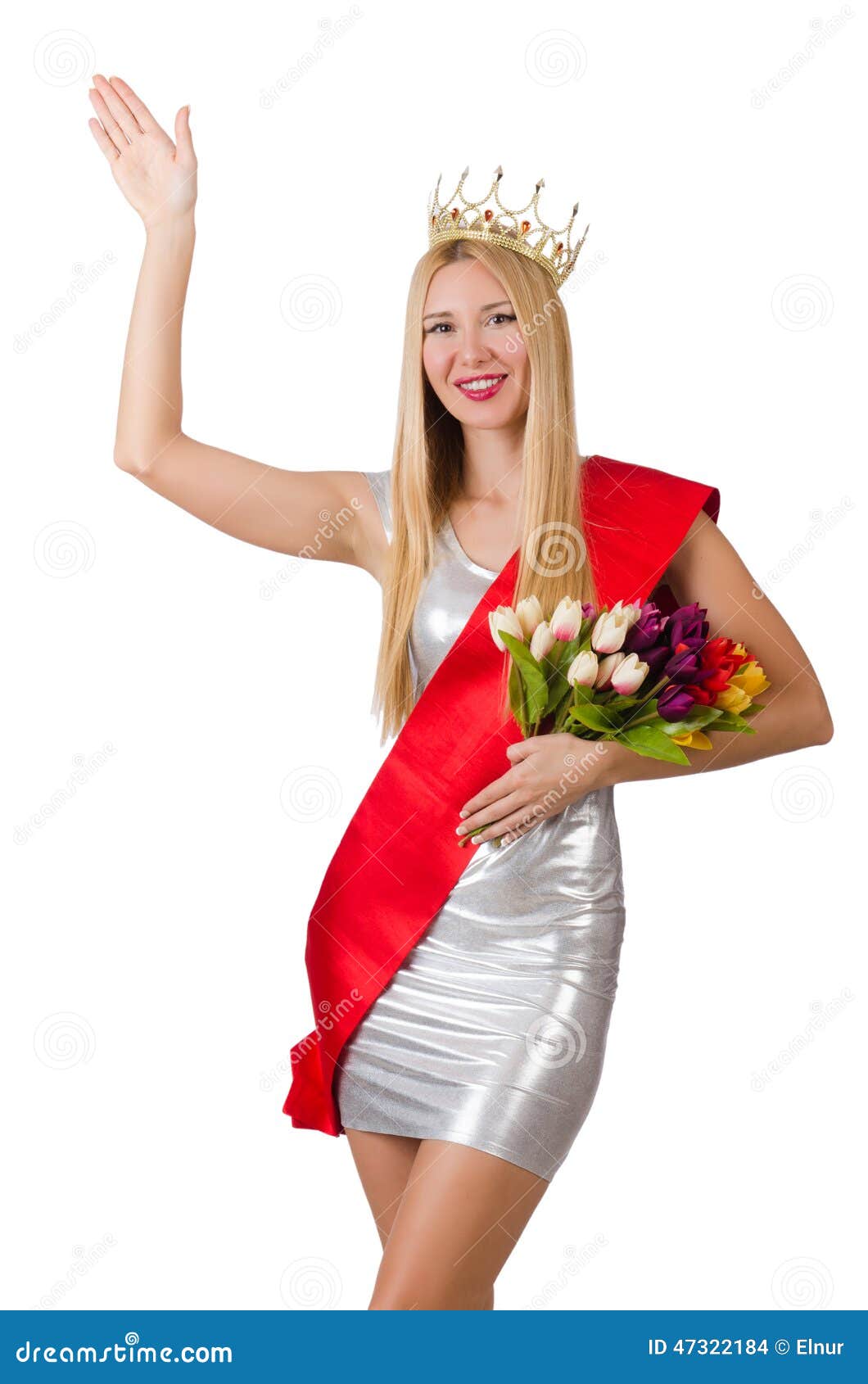 Beauty Contest Winner Isolated Stock Photo - Image of crown, cheerful ...