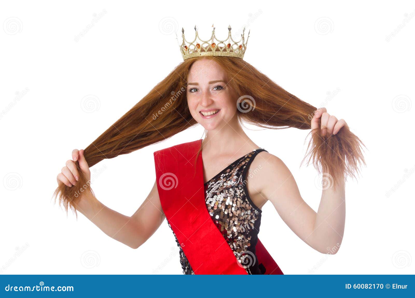 Beauty Contest Winner Isolated on White Stock Photo - Image of ...
