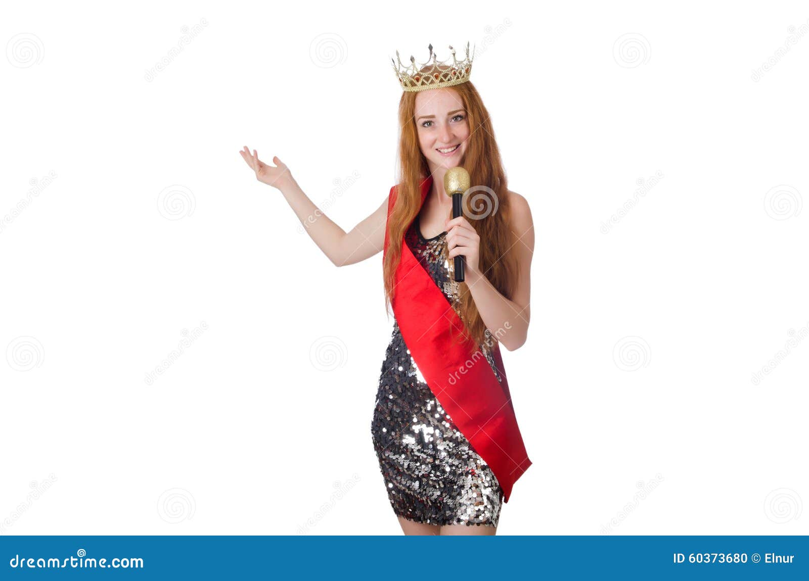 Beauty Contest Winner Isolated on White Stock Photo - Image of cheerful ...