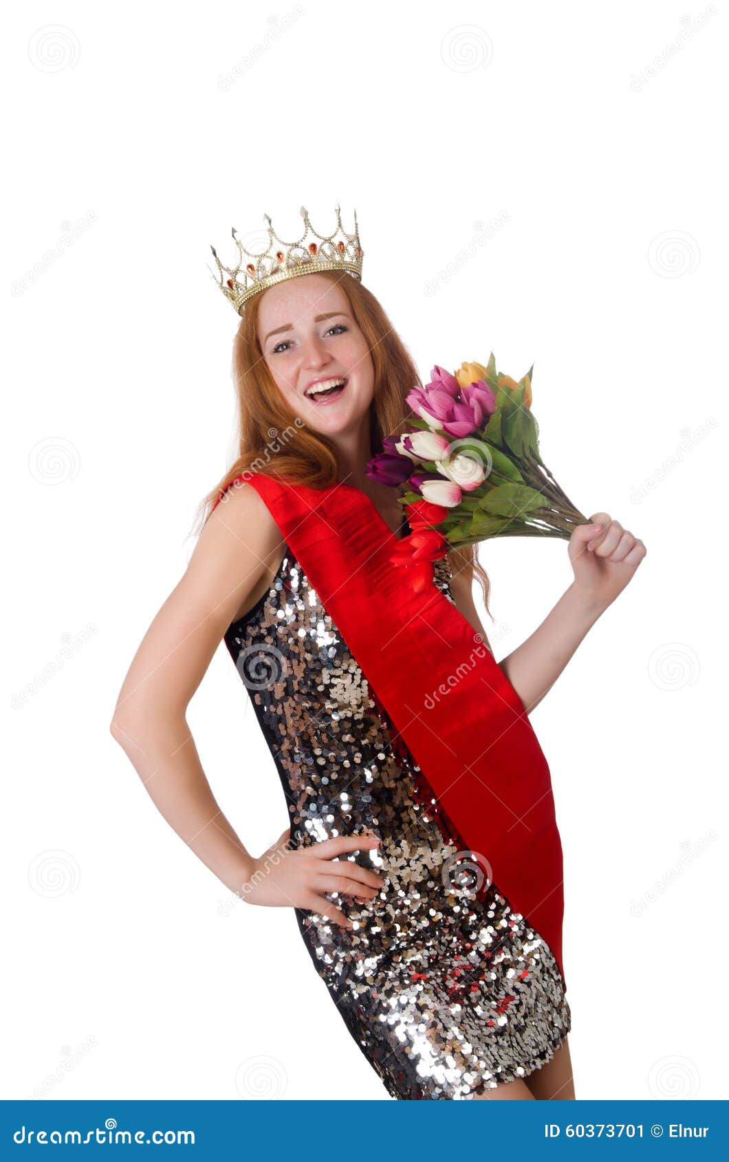 Beauty Contest Winner Isolated on White Stock Image - Image of beauty ...