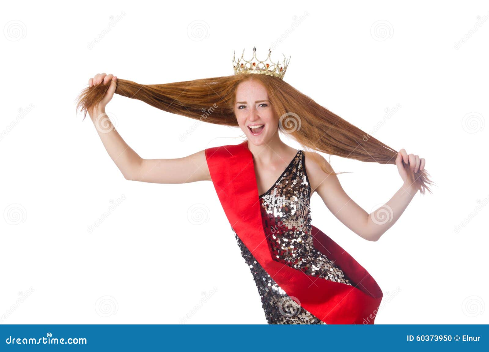 Beauty Contest Winner Isolated on White Stock Photo - Image of ...