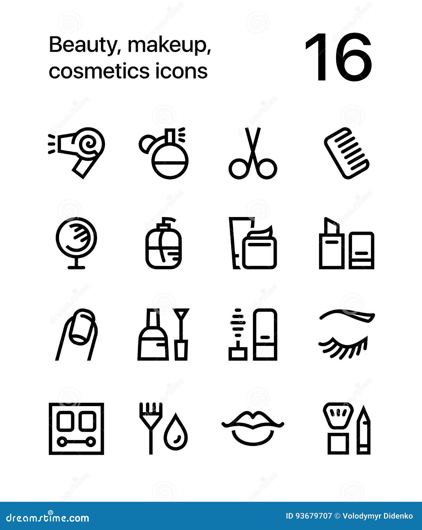 Beauty, Cosmetics, Makeup Icons for Web and Mobile Design Pack 1 Stock ...