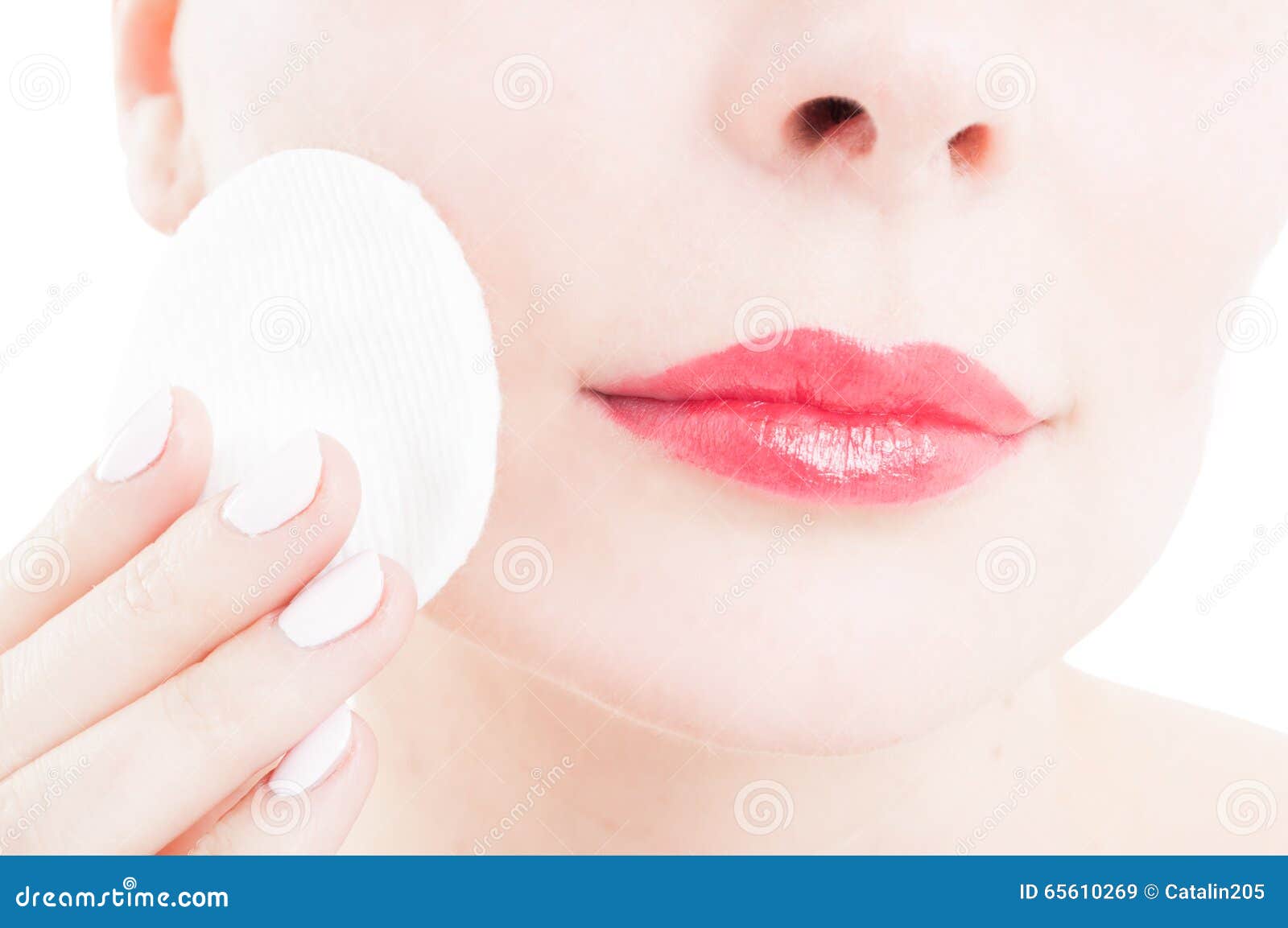Beauty and Cosmetics Model Using Disc Cleaner Stock Image - Image of ...