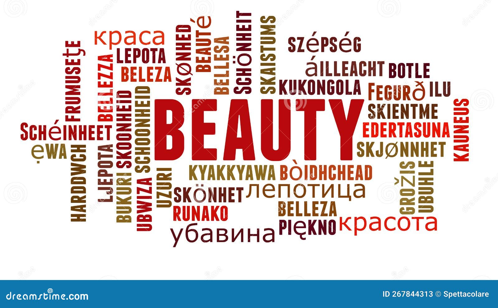 Beauty in Different Languages Word Cloud Concept on White Stock ...