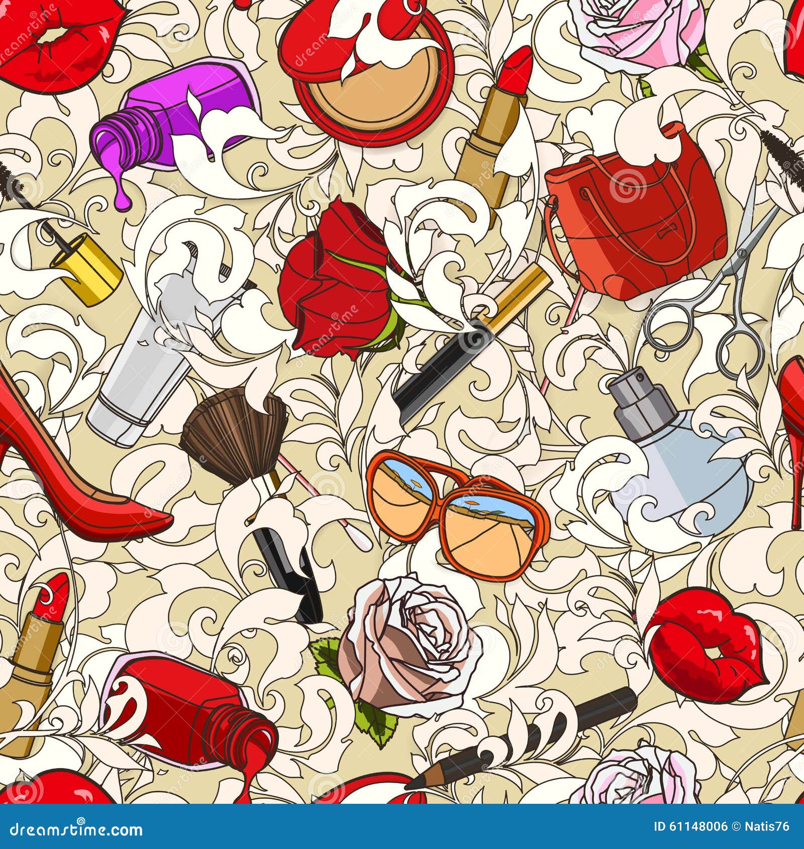 Beauty doodle pattern stock vector. Illustration of element - 61148006