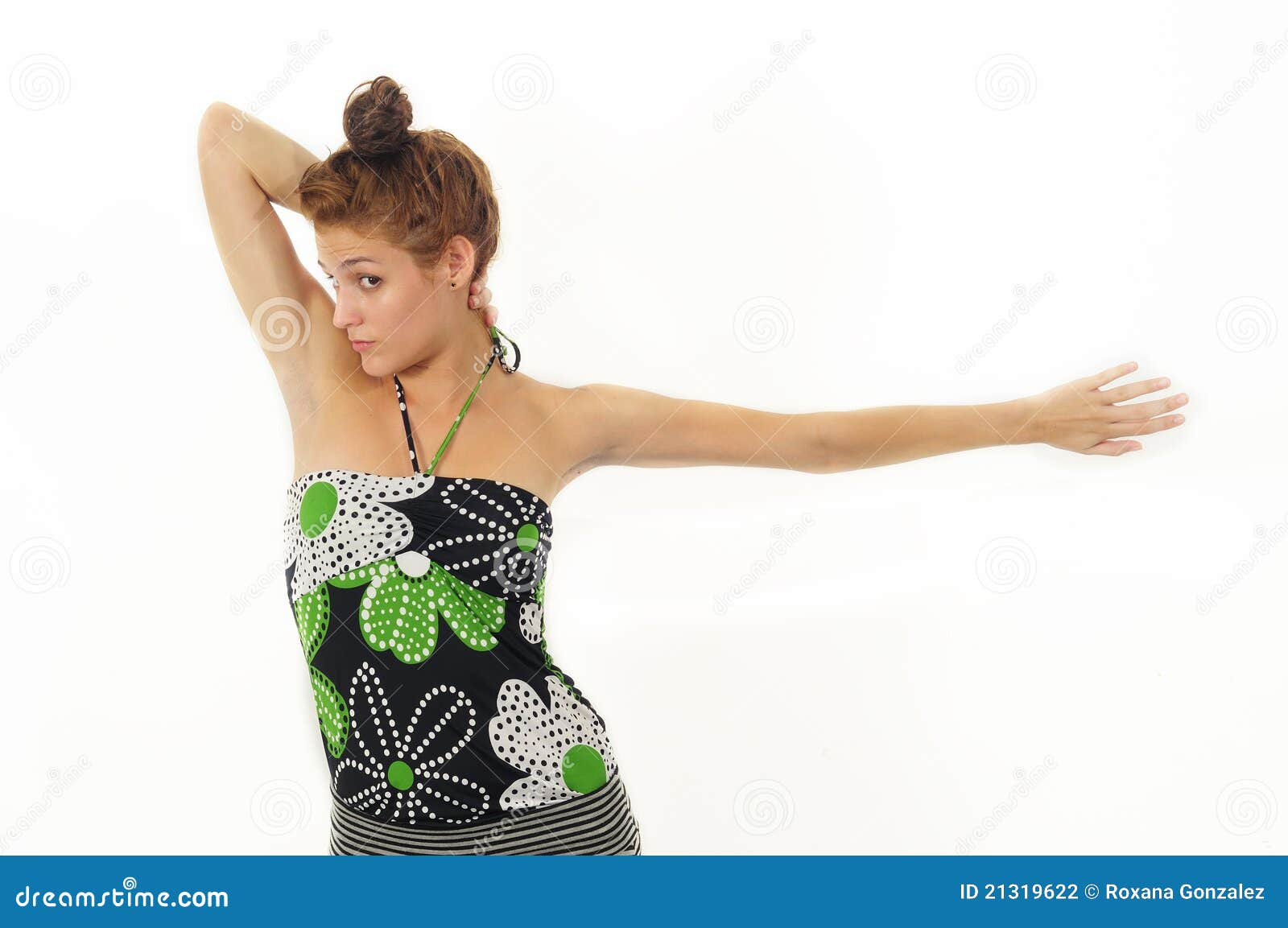 Beauty with Extended Arm, Isolated Stock Photo - Image of pretty ...