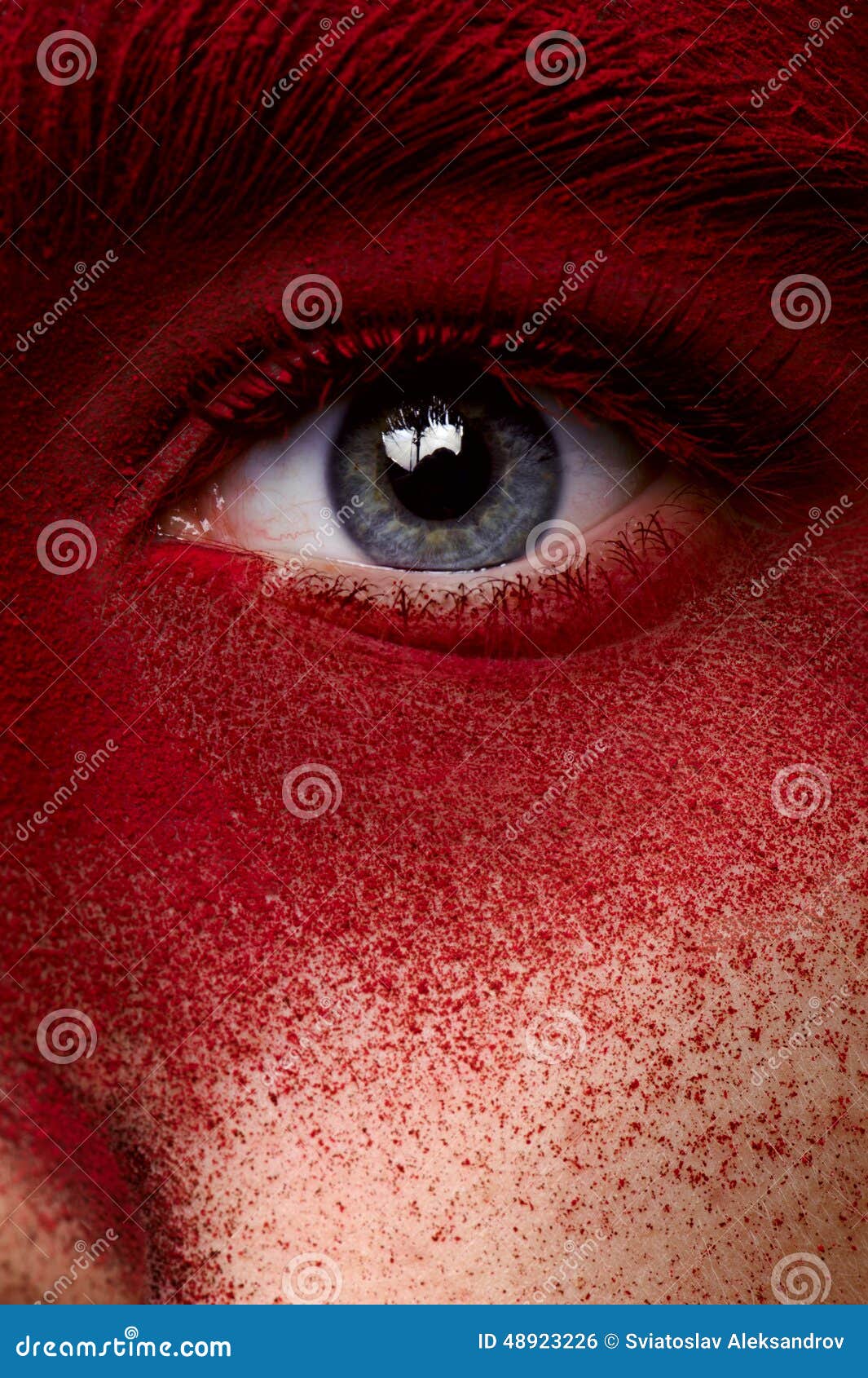 Beauty Eye with Red Paint Makeup Stock Photo - Image of healthy ...