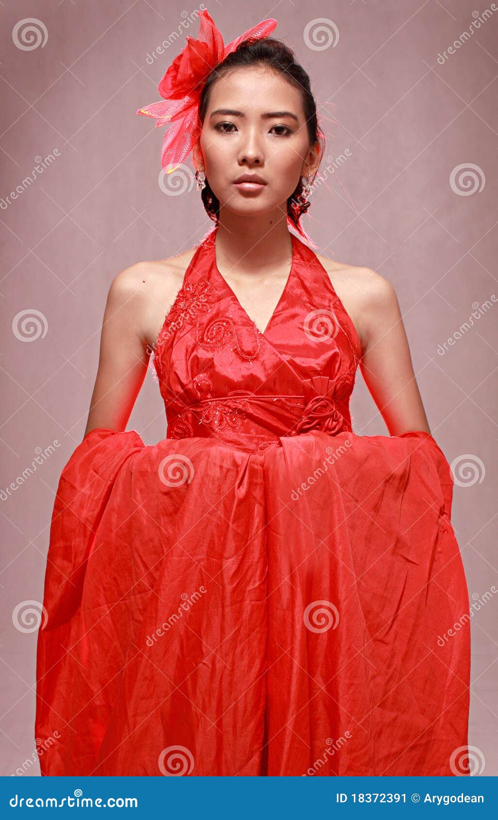 Beauty Fashion Model in Red Stock Image - Image of studio, female: 18372391