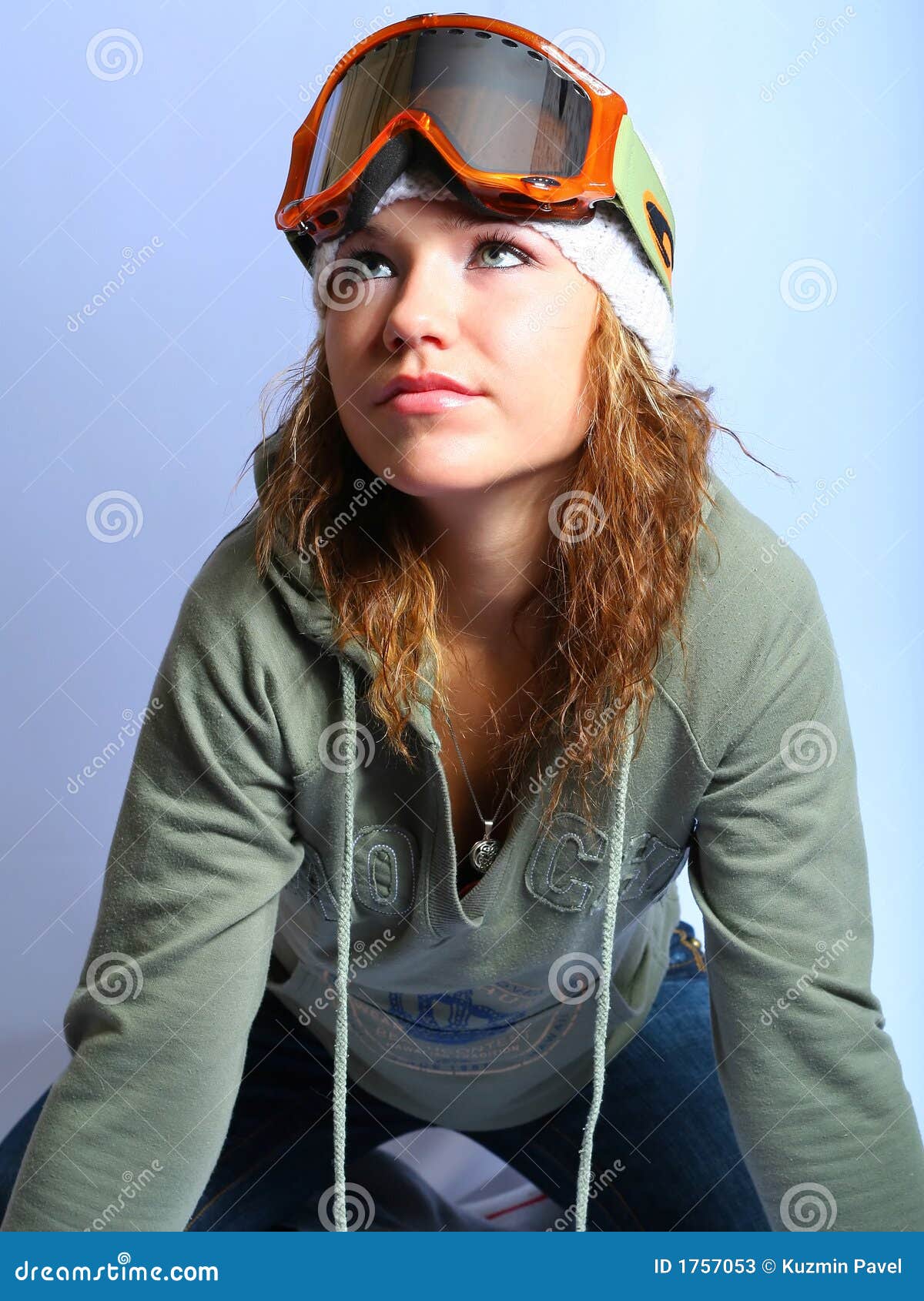 Beauty girl with goggles. stock image. Image of freezing - 1757053