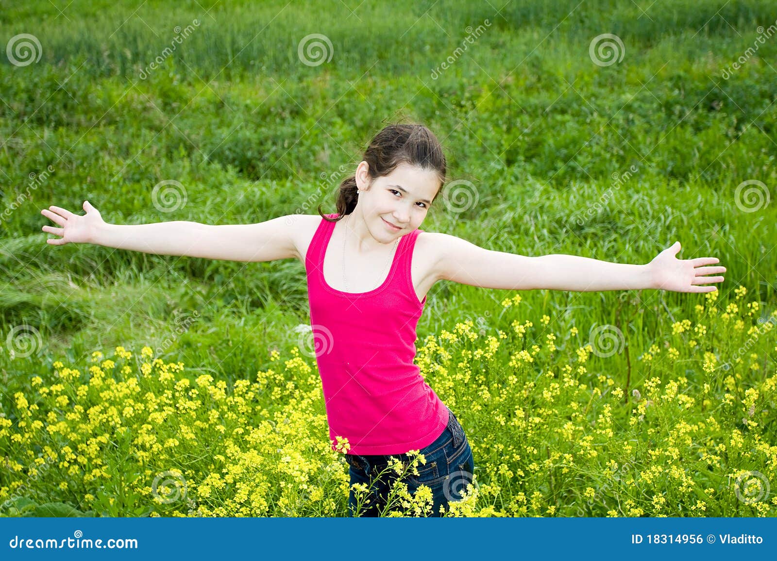 Beauty Girl with Open Hands Stock Photo - Image of girl, cheerful: 18314956