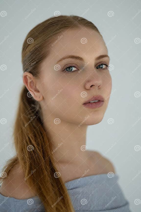 Beauty Girl Portrait Of Natural Young Woman With Redhead And Blue Eyes Natural Girl Close Up