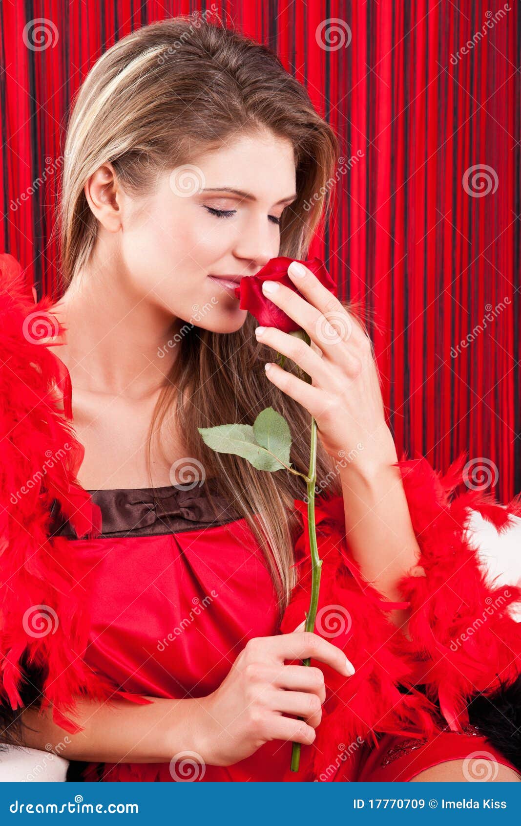 Beauty girl with red rose stock image. Image of lips - 17770709