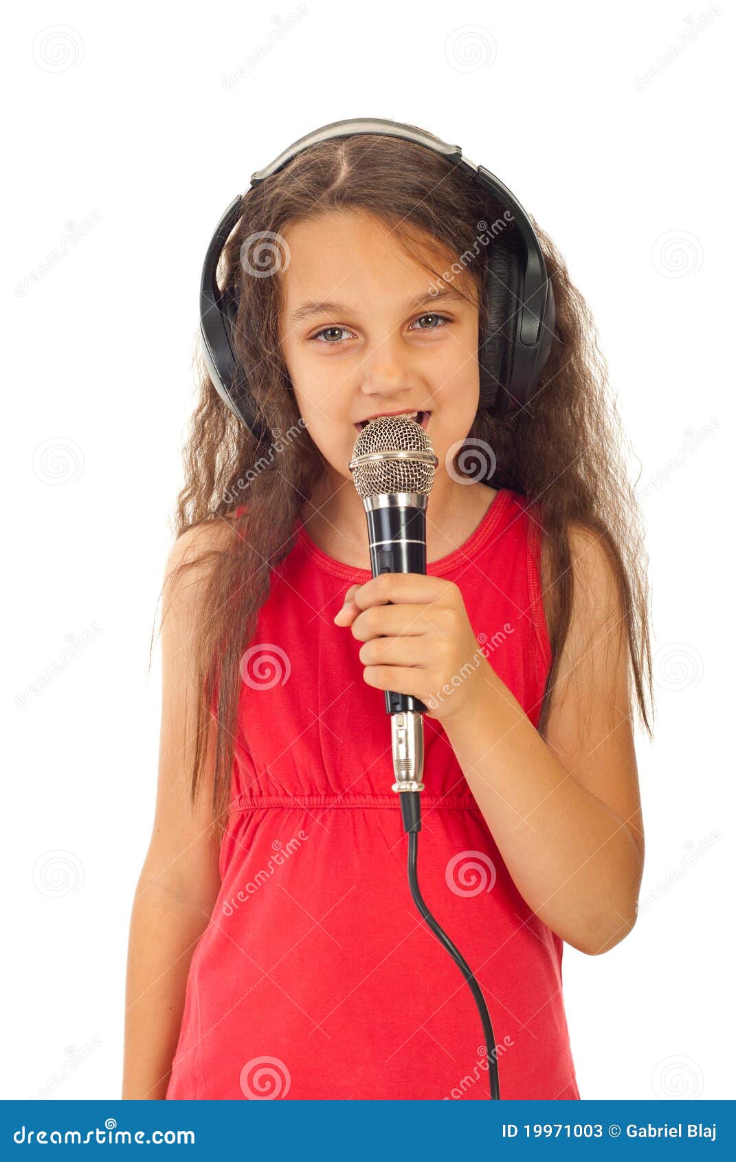 Beauty Girl Singing Microphone Stock Image - Image of facial, children ...