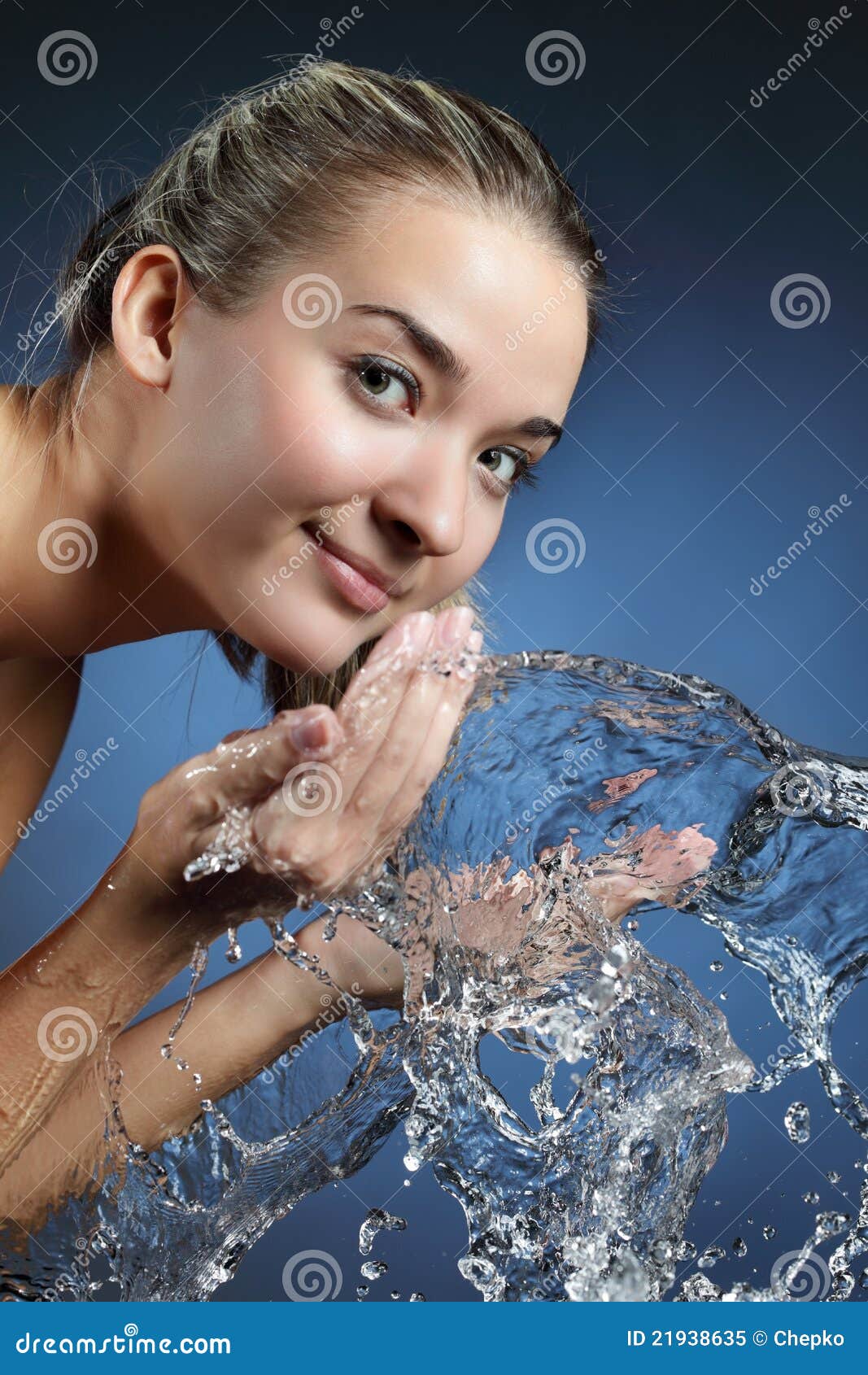 Beauty girl wash face stock image. Image of caucasian - 21938635