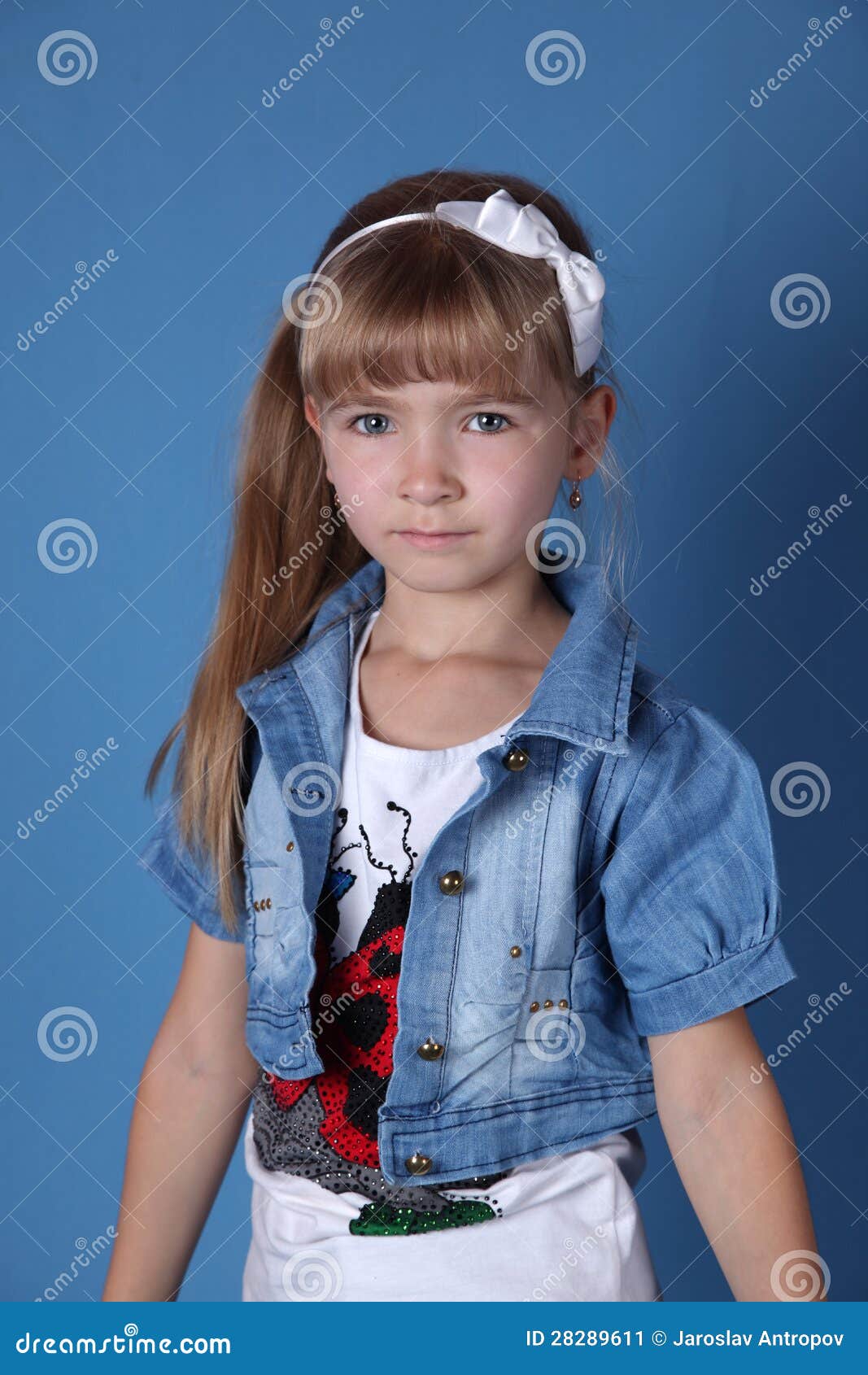 Beauty Girl with White Ribbon Stock Image - Image of cheerful, vertical ...