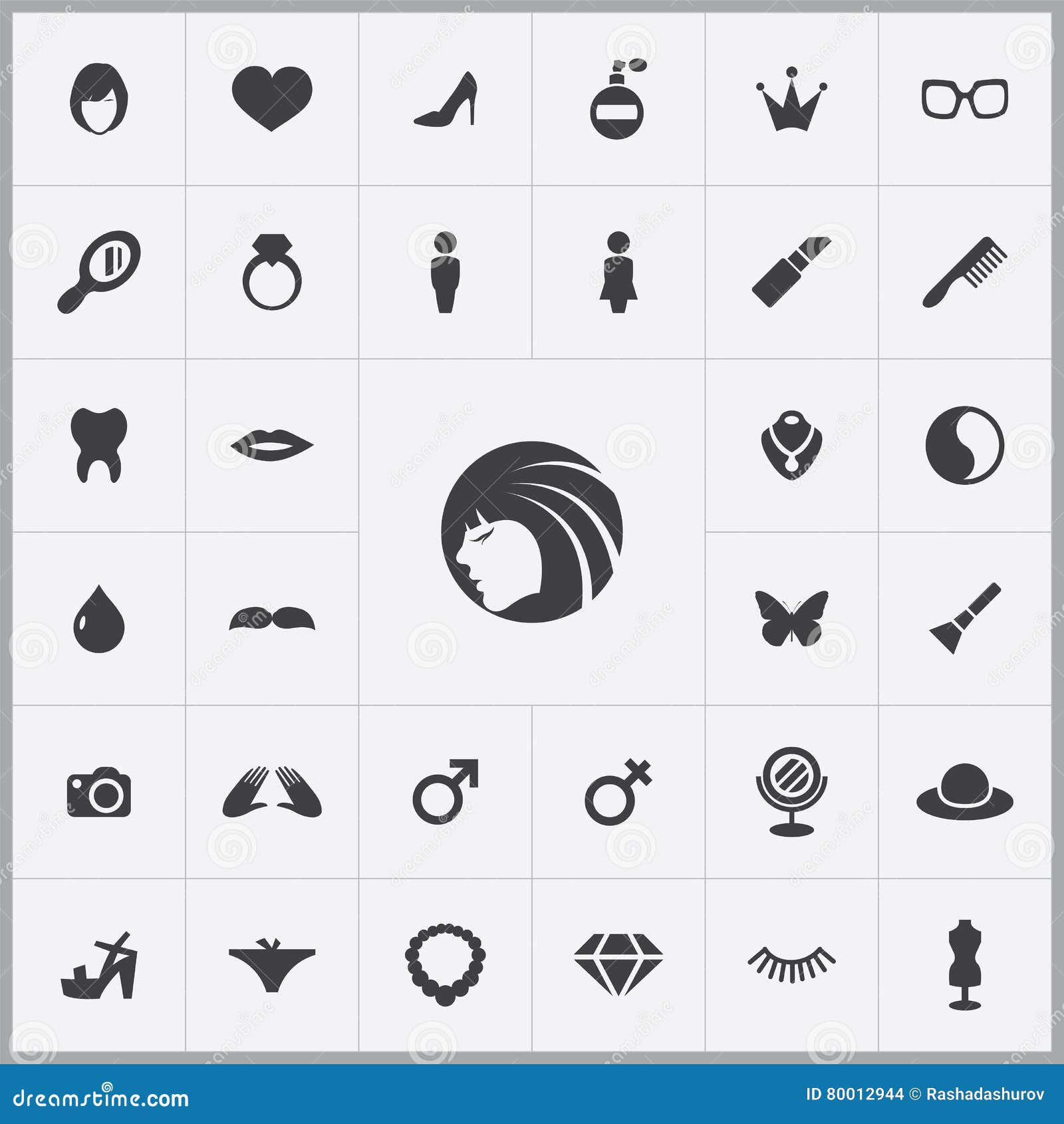 Beauty, Glamour Icons Universal Set Stock Vector - Illustration of ring ...