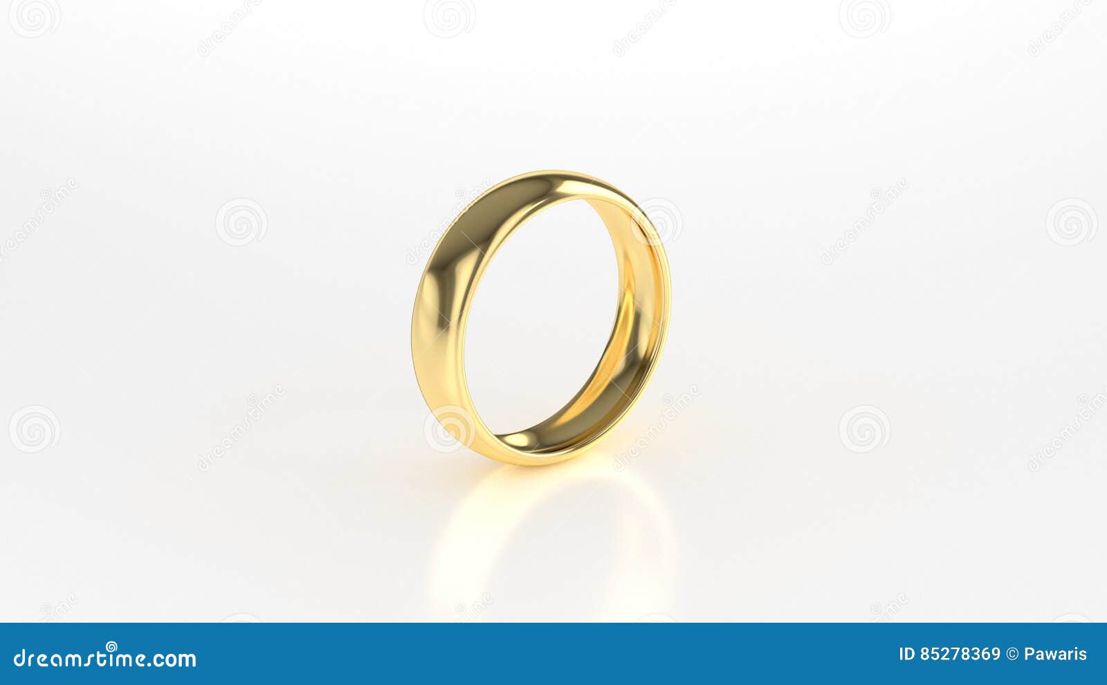 The Beauty Gold Wedding Ring on White Background. 3d Rendering Stock ...