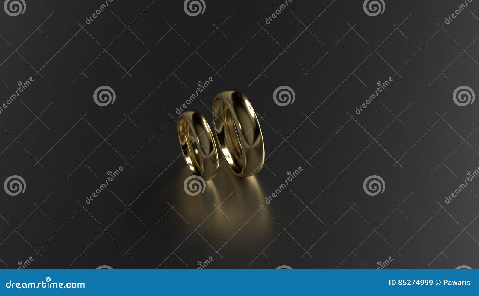 The Beauty Gold Wedding Rings on Black Background. 3d Rendering Stock ...