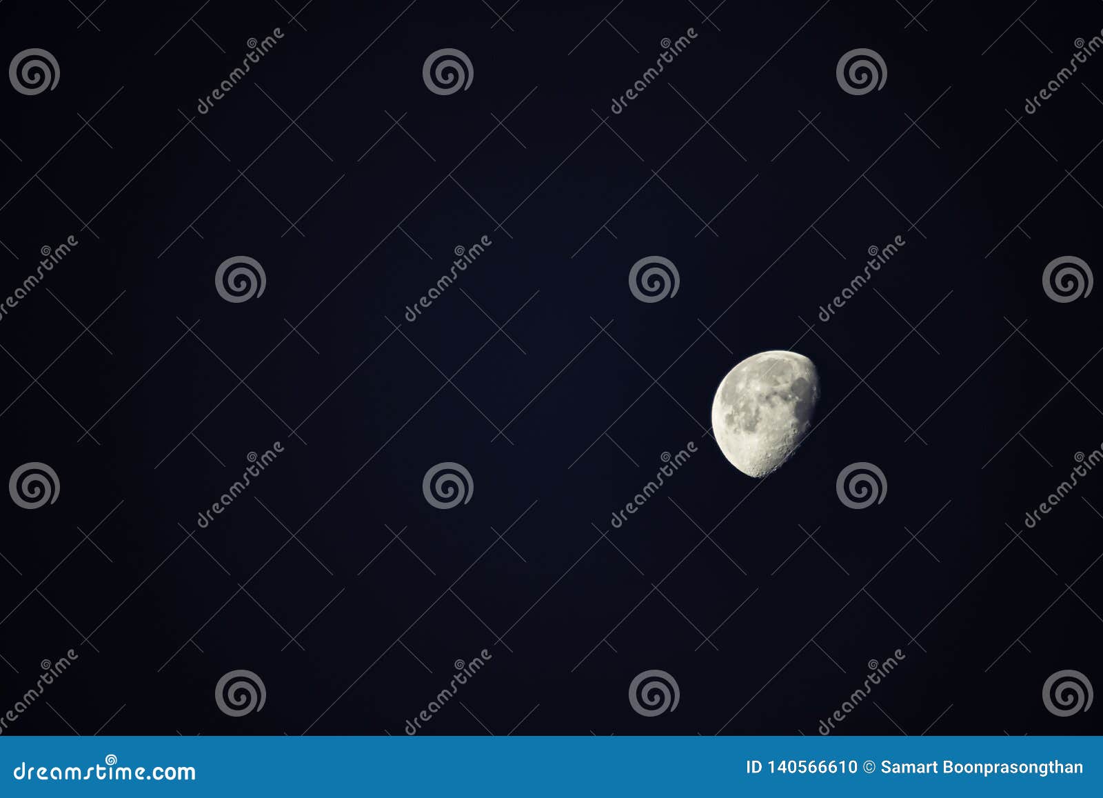 The Beauty of Half Moon on the Night Sky Stock Photo - Image of ...