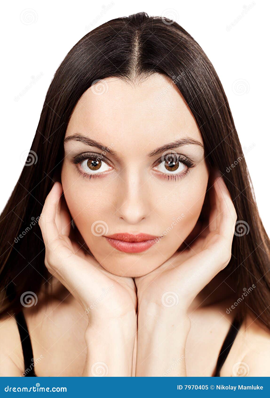 Beauty headshot on white stock image. Image of girl, happy - 7970405