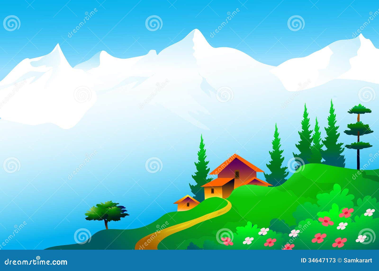 Beauty of Himalayas - Vector Illustration Stock Vector - Illustration ...