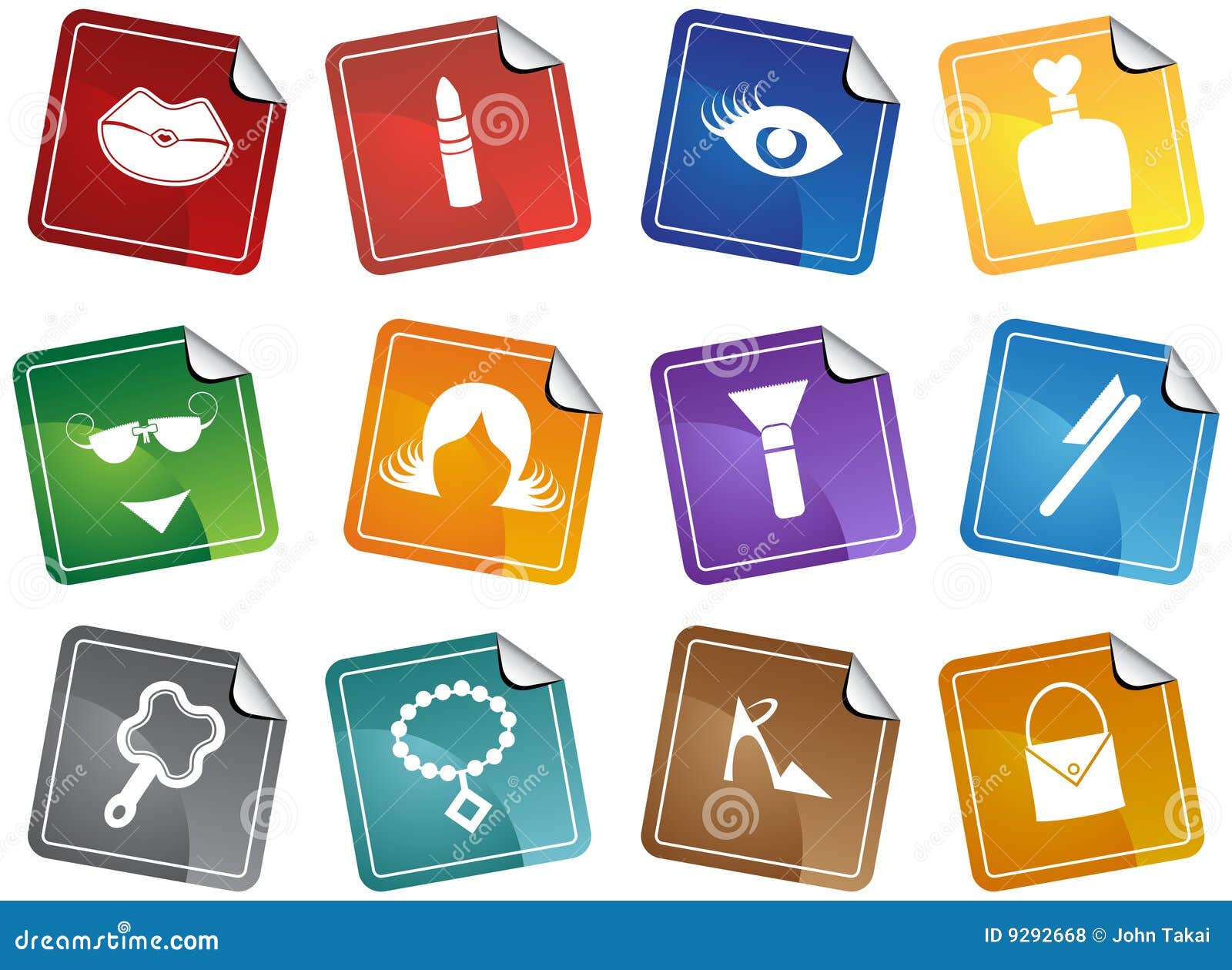 Beauty Icon Set: Sticker Series Stock Vector - Illustration of heel ...