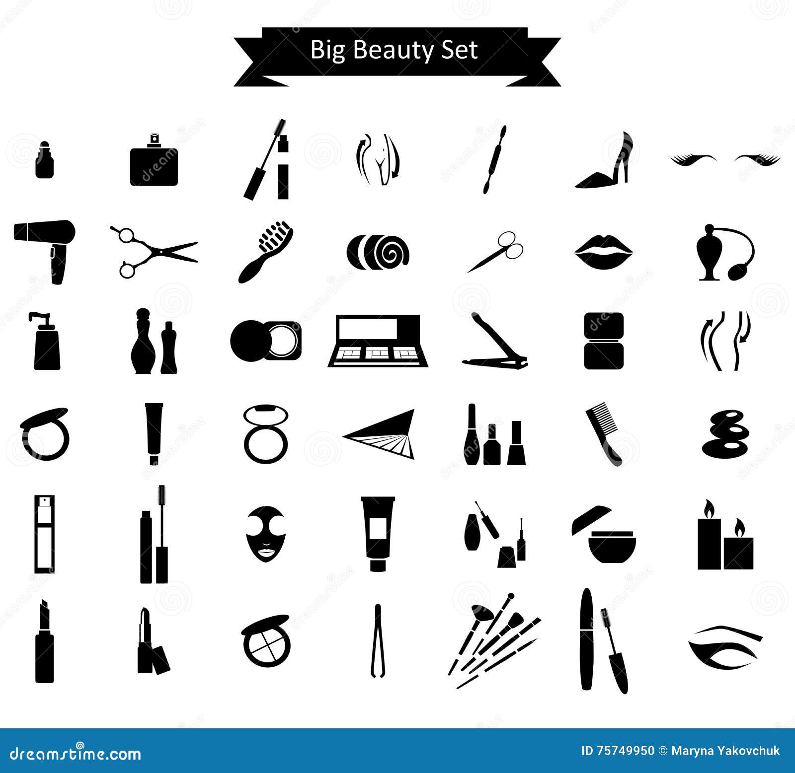 Beauty icons black stock vector. Illustration of makeup - 75749950
