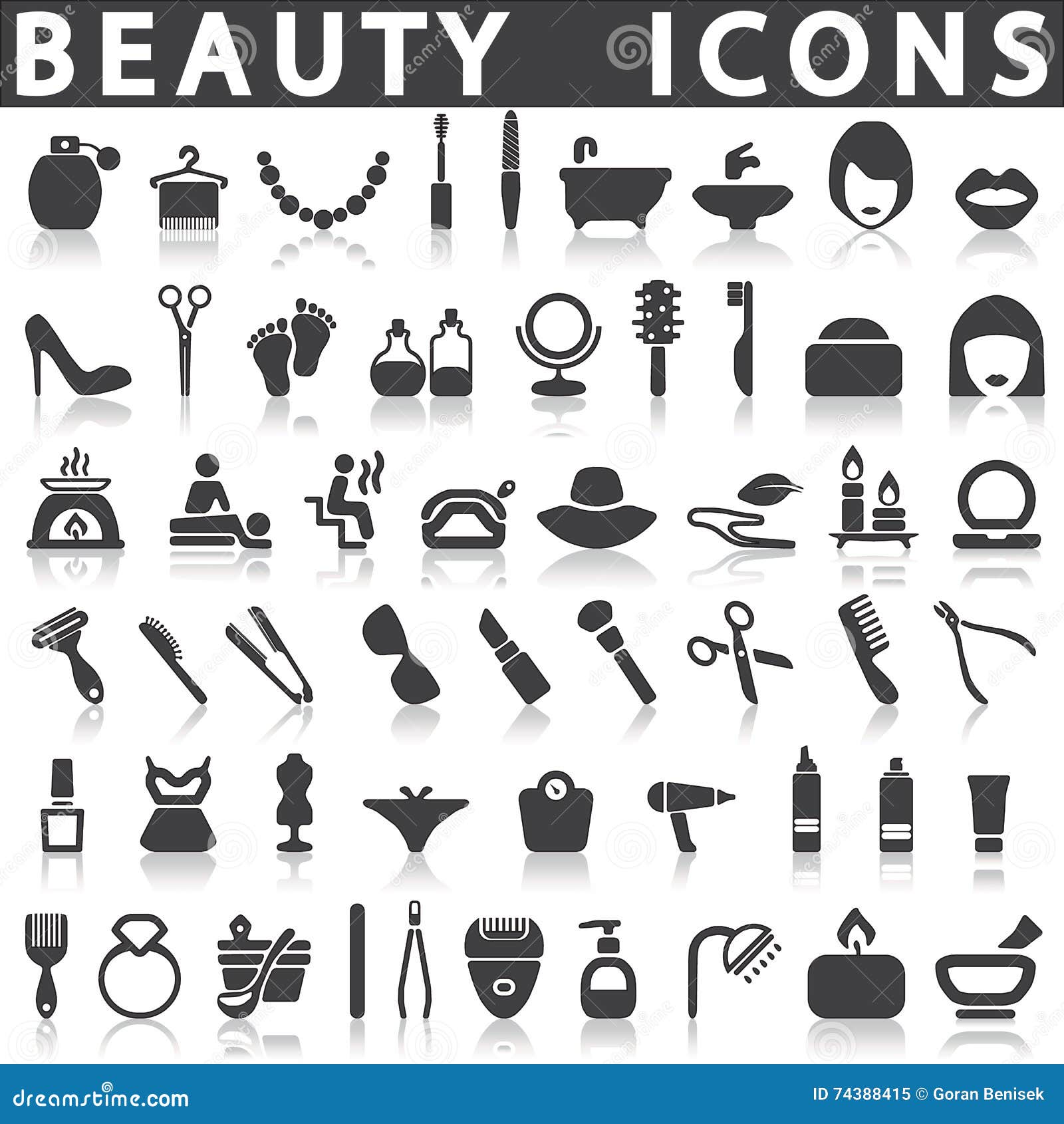 Beauty Icons Set. Included Icon As Collagen Skin, Clean Skin, 24 Hours ...
