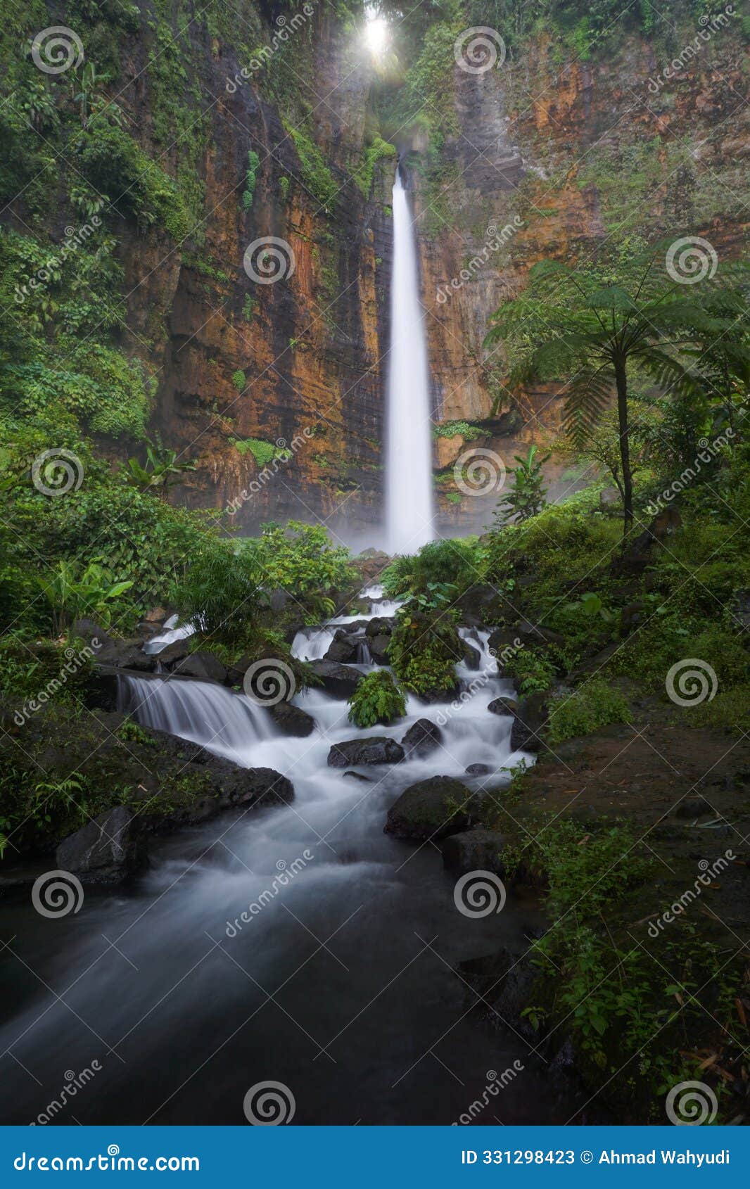 The Beauty of the Kapas Biru Waterfall in Lumajang, East Java Stock ...