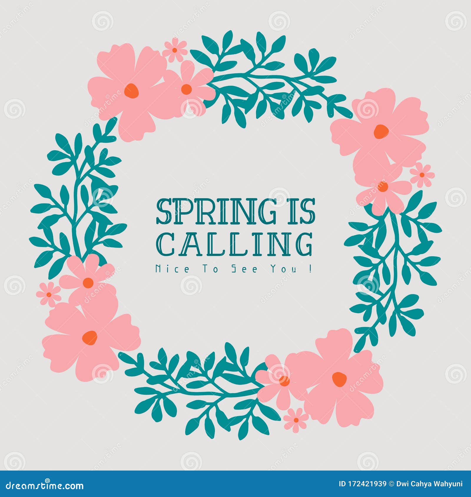 The Beauty of Leaf and Flower Frame, for Spring Calling Greeting Card ...