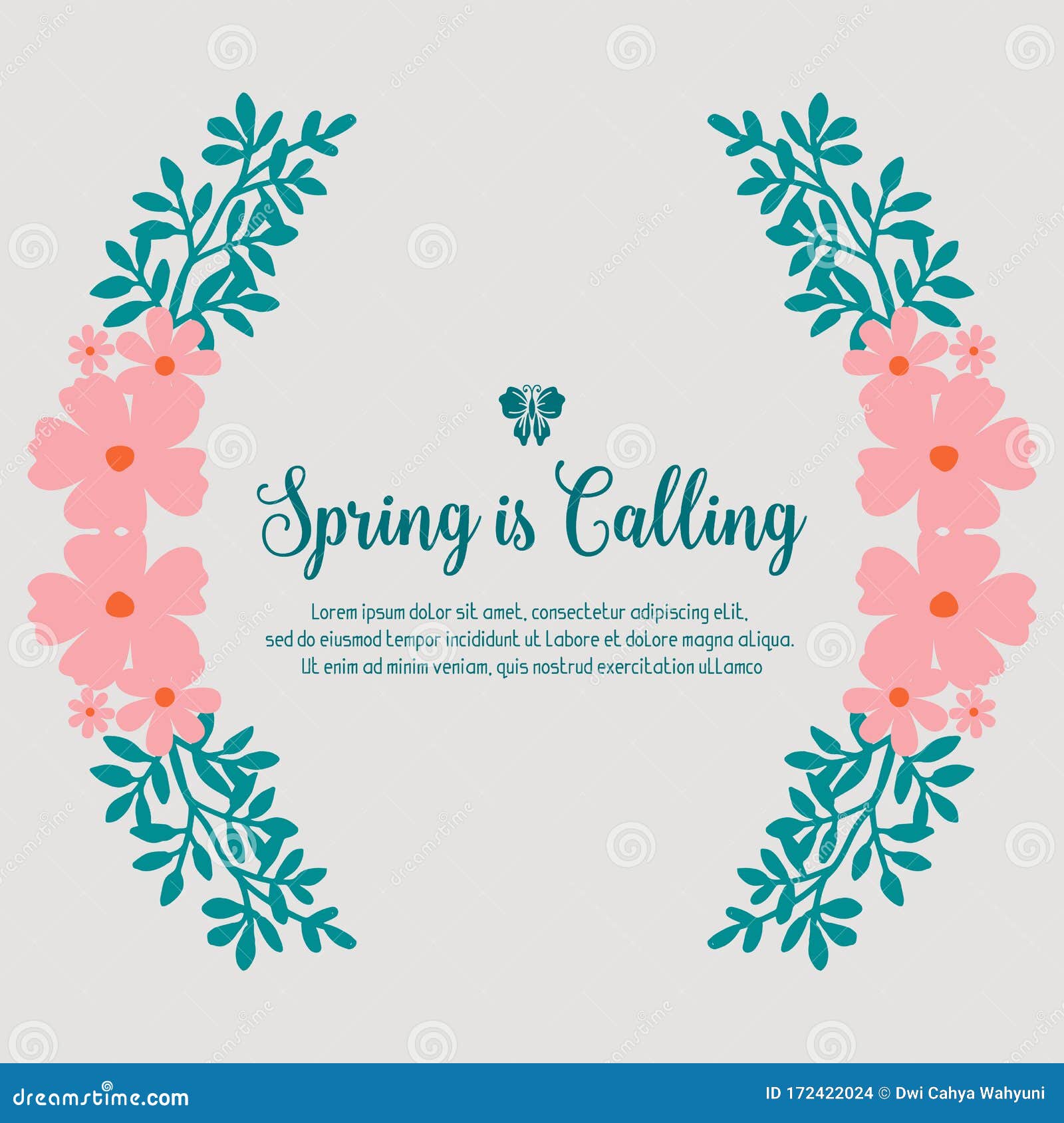 The Beauty of Leaf and Flower Frame, for Spring Calling Greeting Card ...