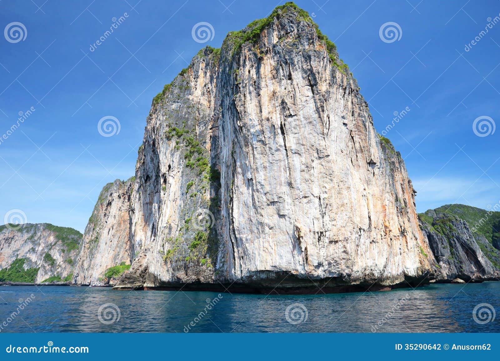 Beauty Limestone Rock in the Ocean Phi Phi Stock Photo - Image of blue ...