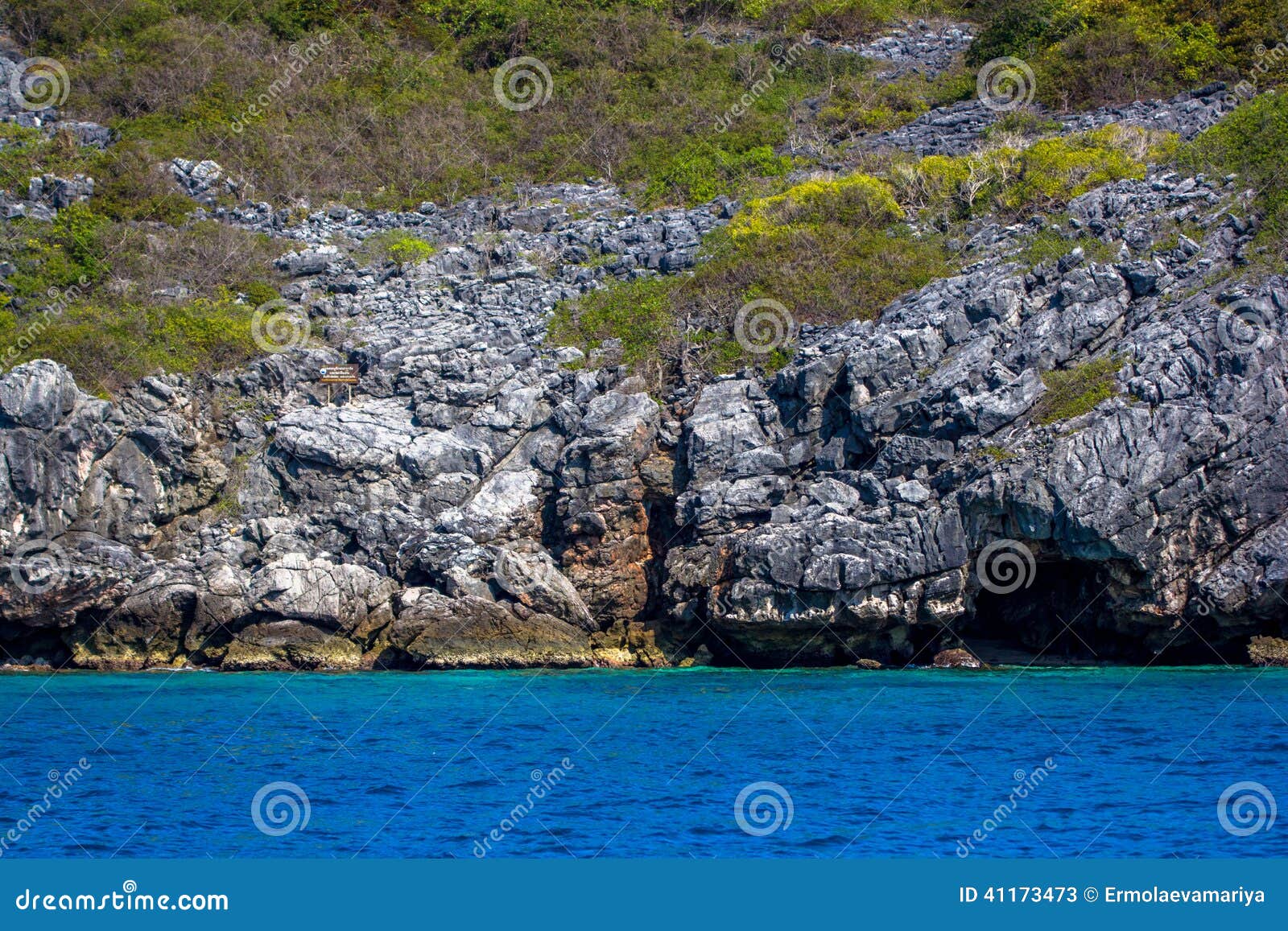 Beauty Limestone Rock in the Ocean Stock Image - Image of beach ...
