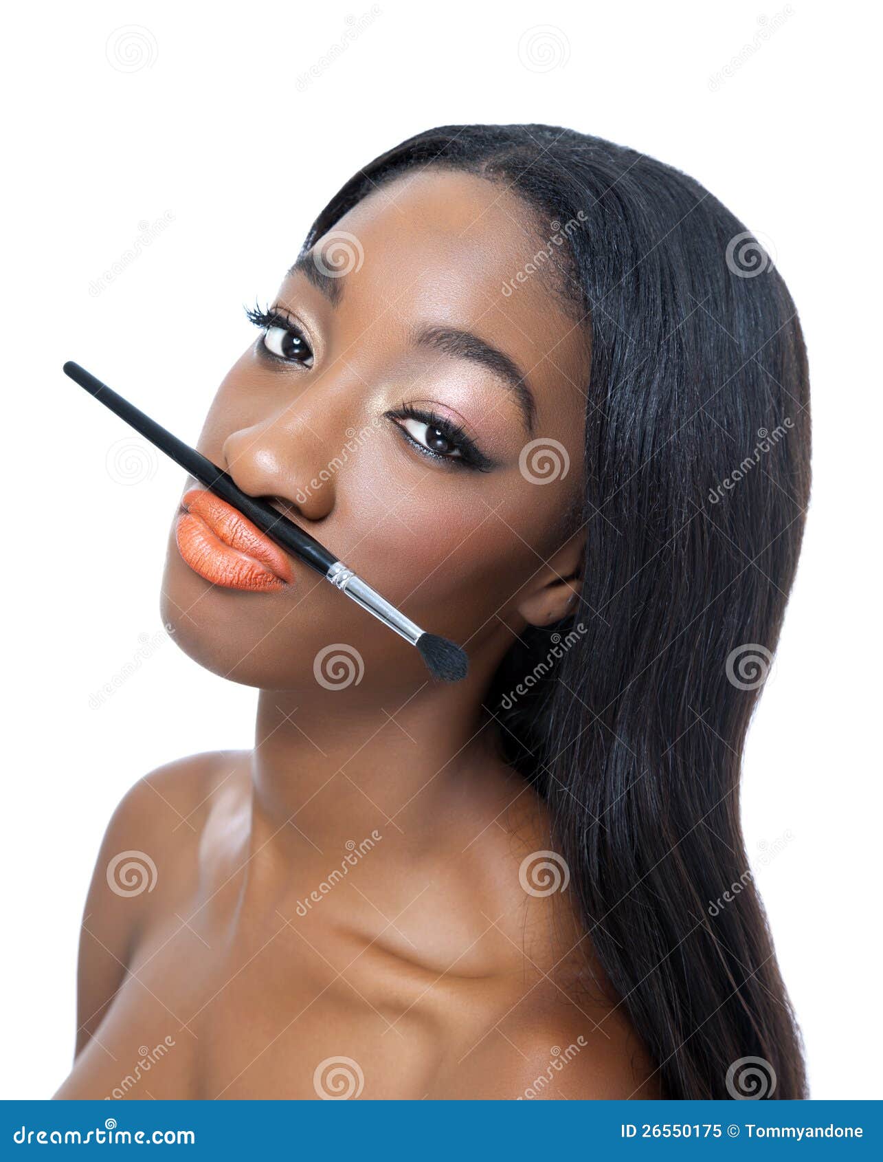 Beauty with a Make Up Brush Stock Image - Image of black, african: 26550175