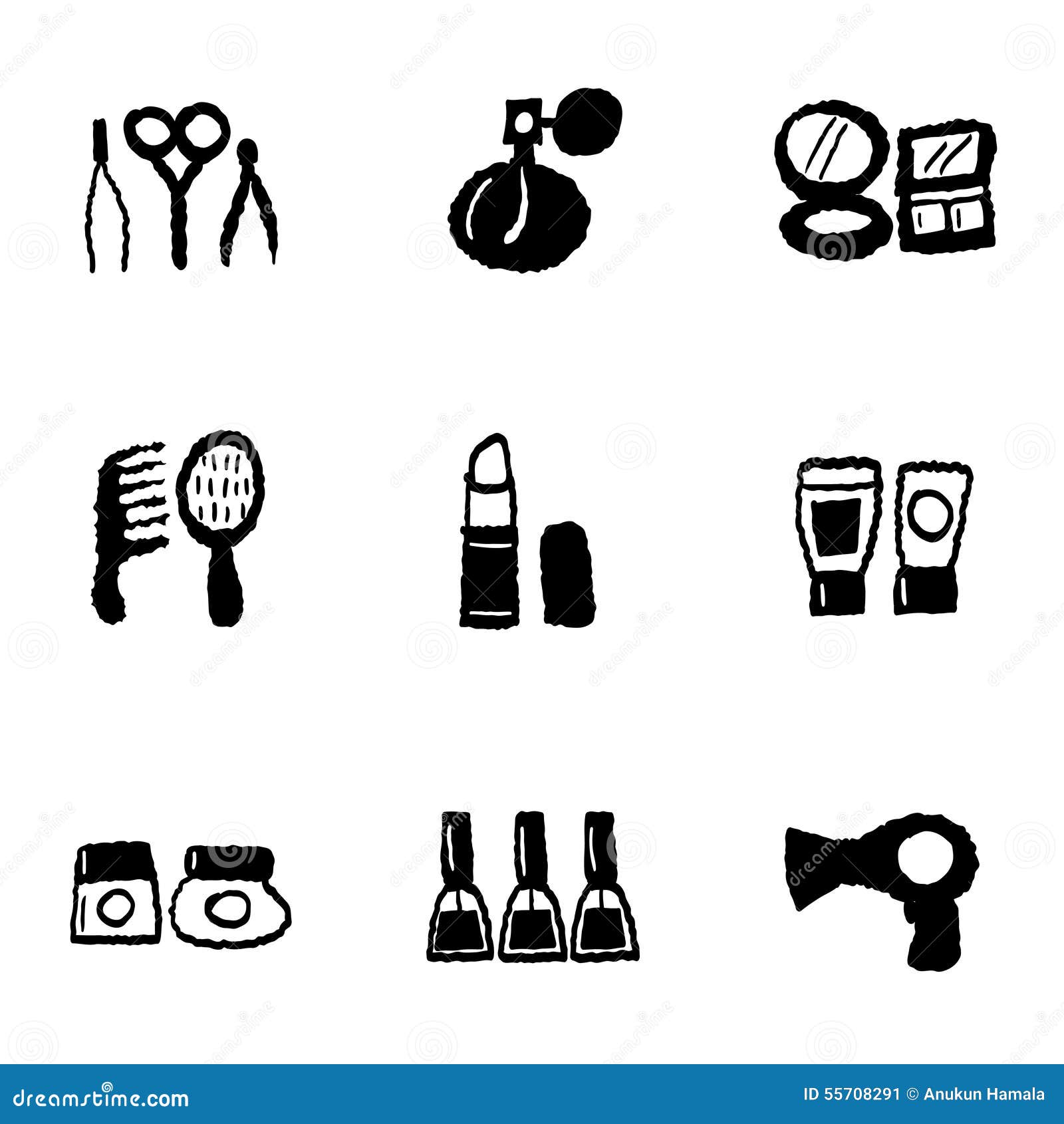 Beauty and Makeup Set and Signs Stock Vector - Illustration of brush ...