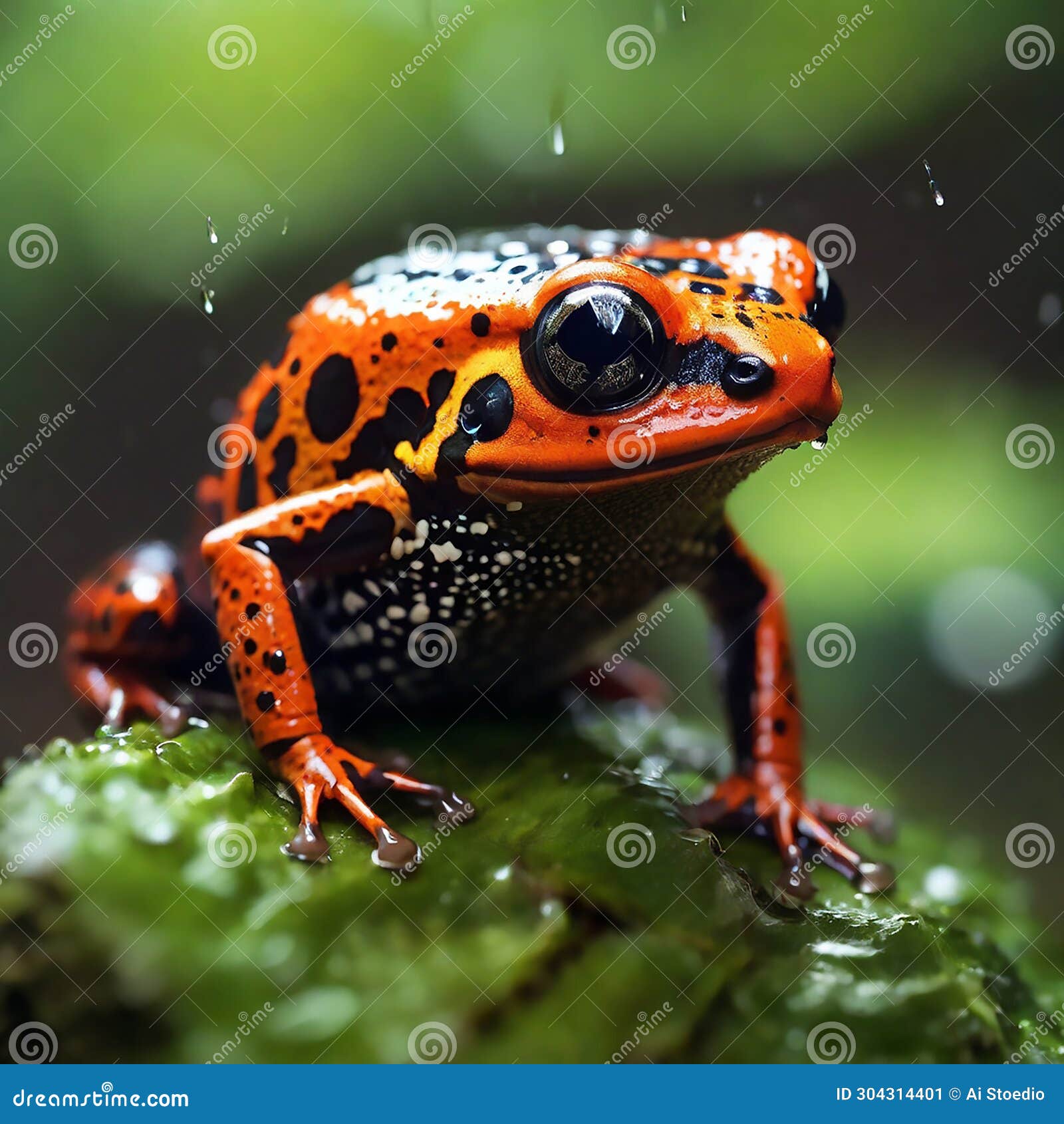 Beauty of Mimic Poison Frog after the Rain on Tree in Macro Focus Stock ...