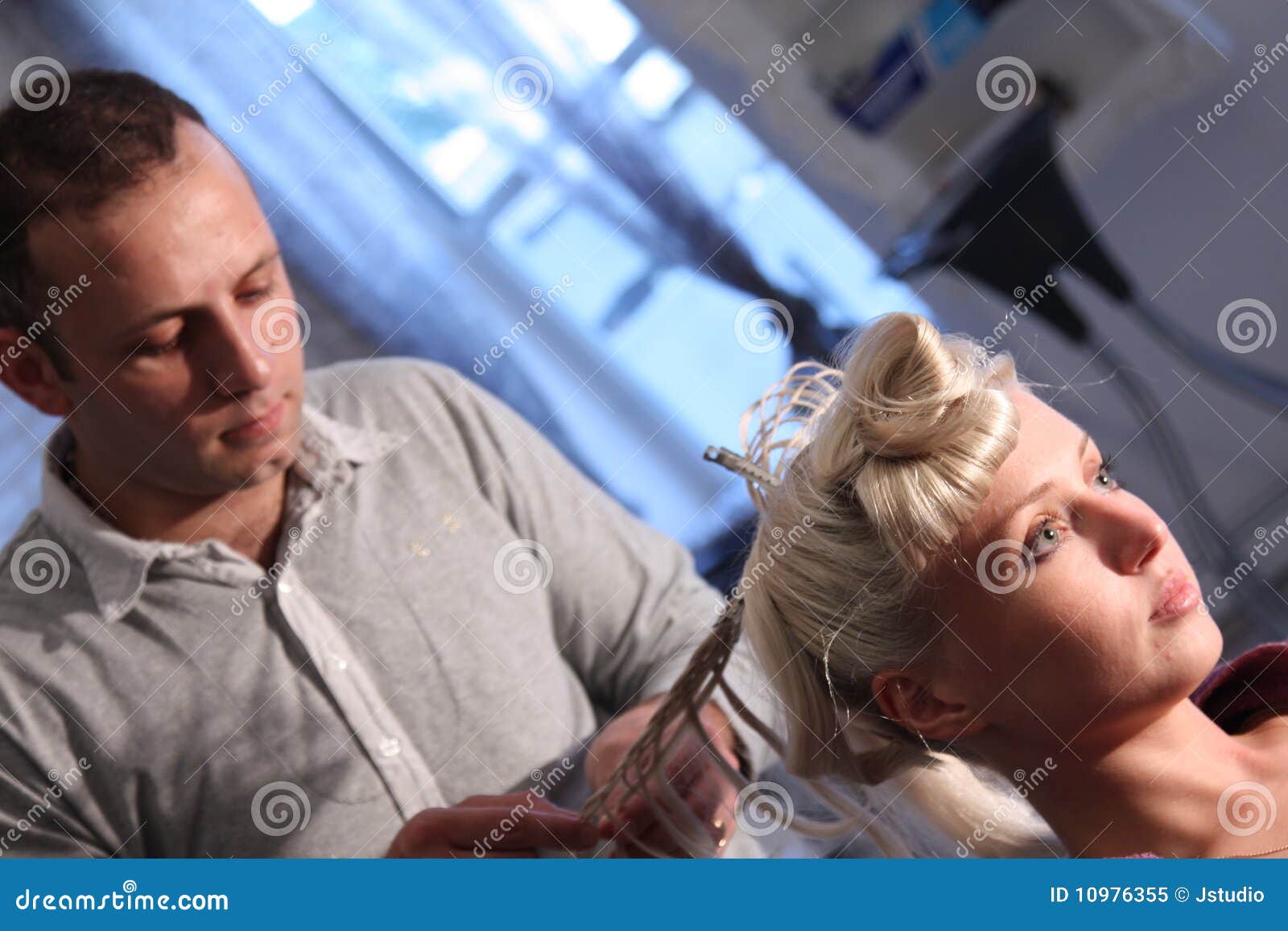 Beauty Model Getting Hair Ready Stock Image - Image of stylist, salon ...