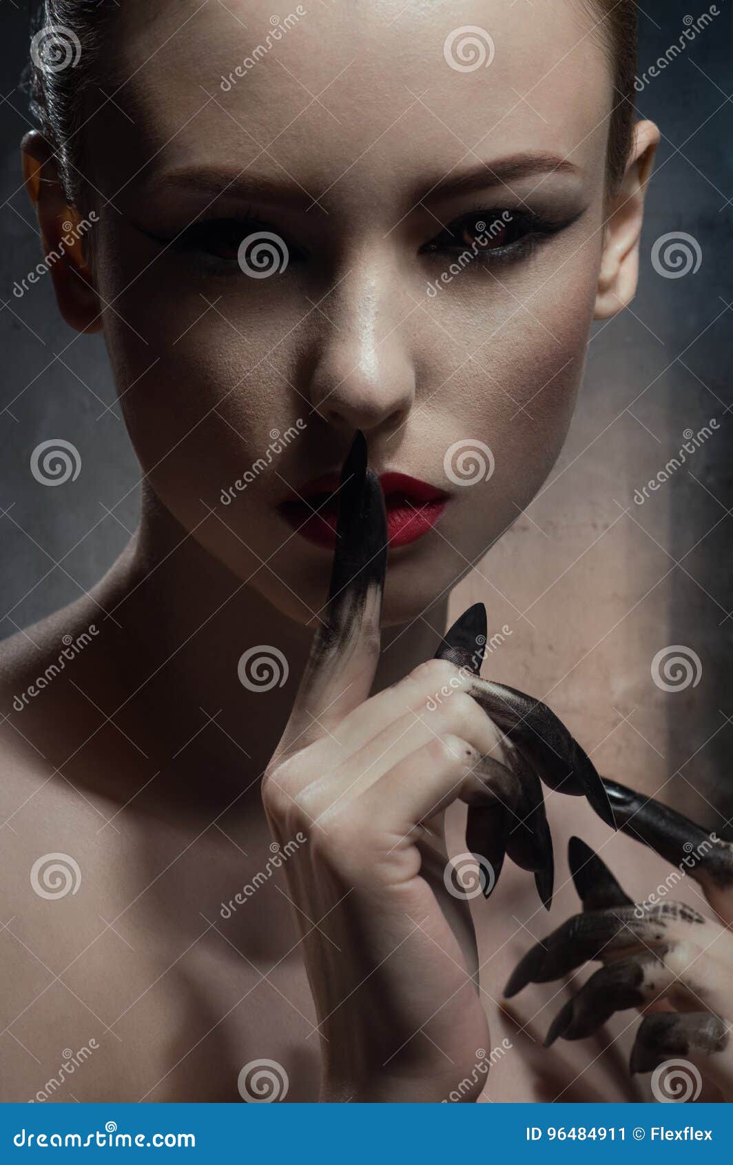 Beauty Model Showing Silence Stock Image - Image of realization, lady ...