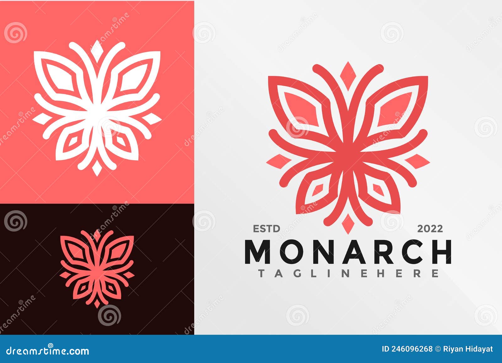 Beauty Monarch Butterfly Logo Design Vector Illustration Template Stock ...
