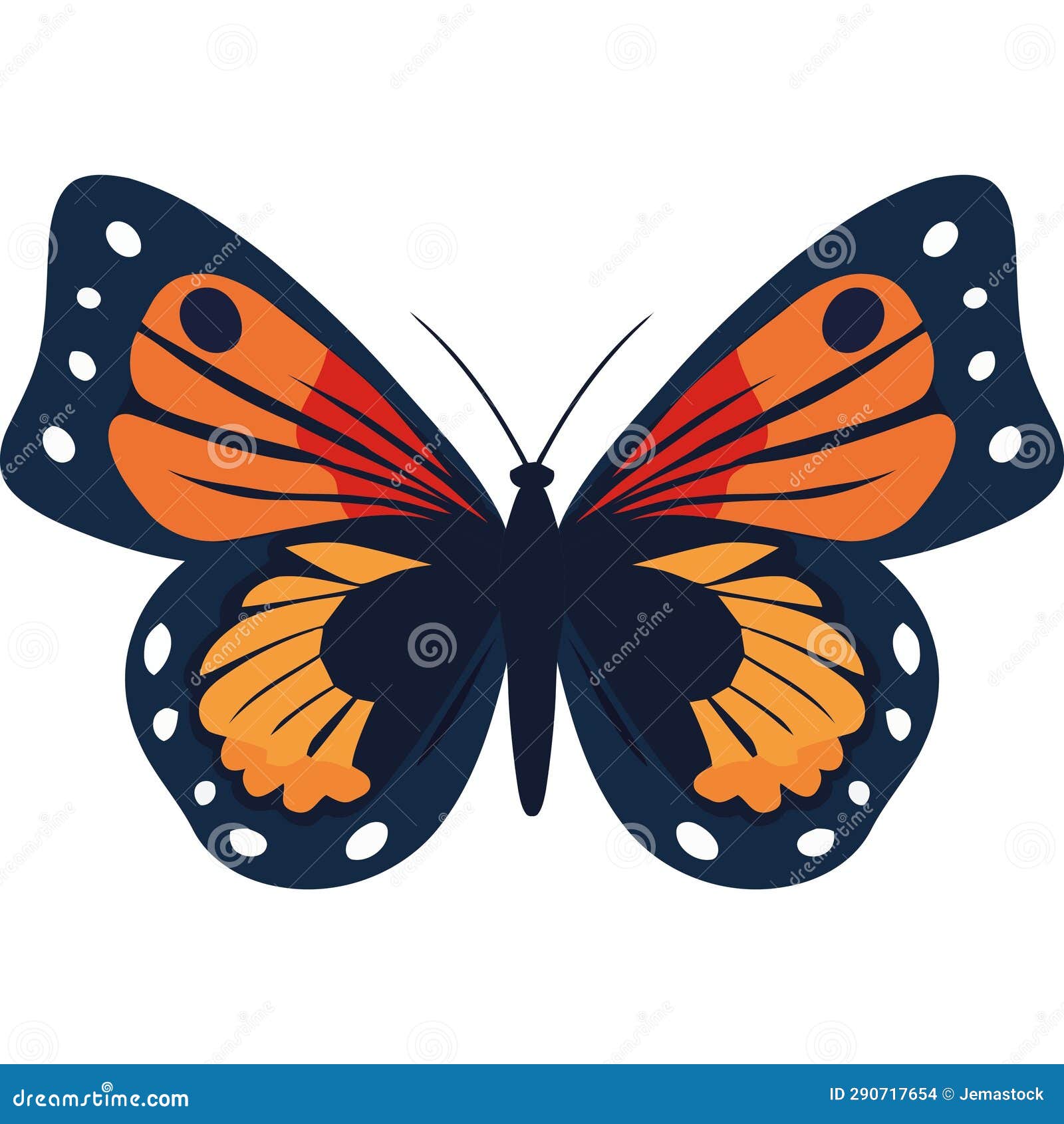 Beauty Multicolor Butterfly with Wings Open Stock Illustration ...