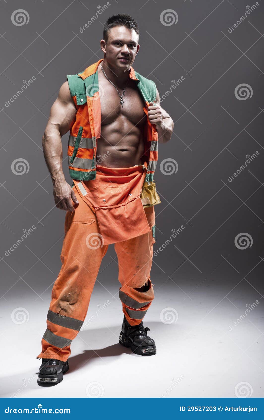 The Beauty Muscular Worker Man Stock Image - Image of lifestyle, chest ...