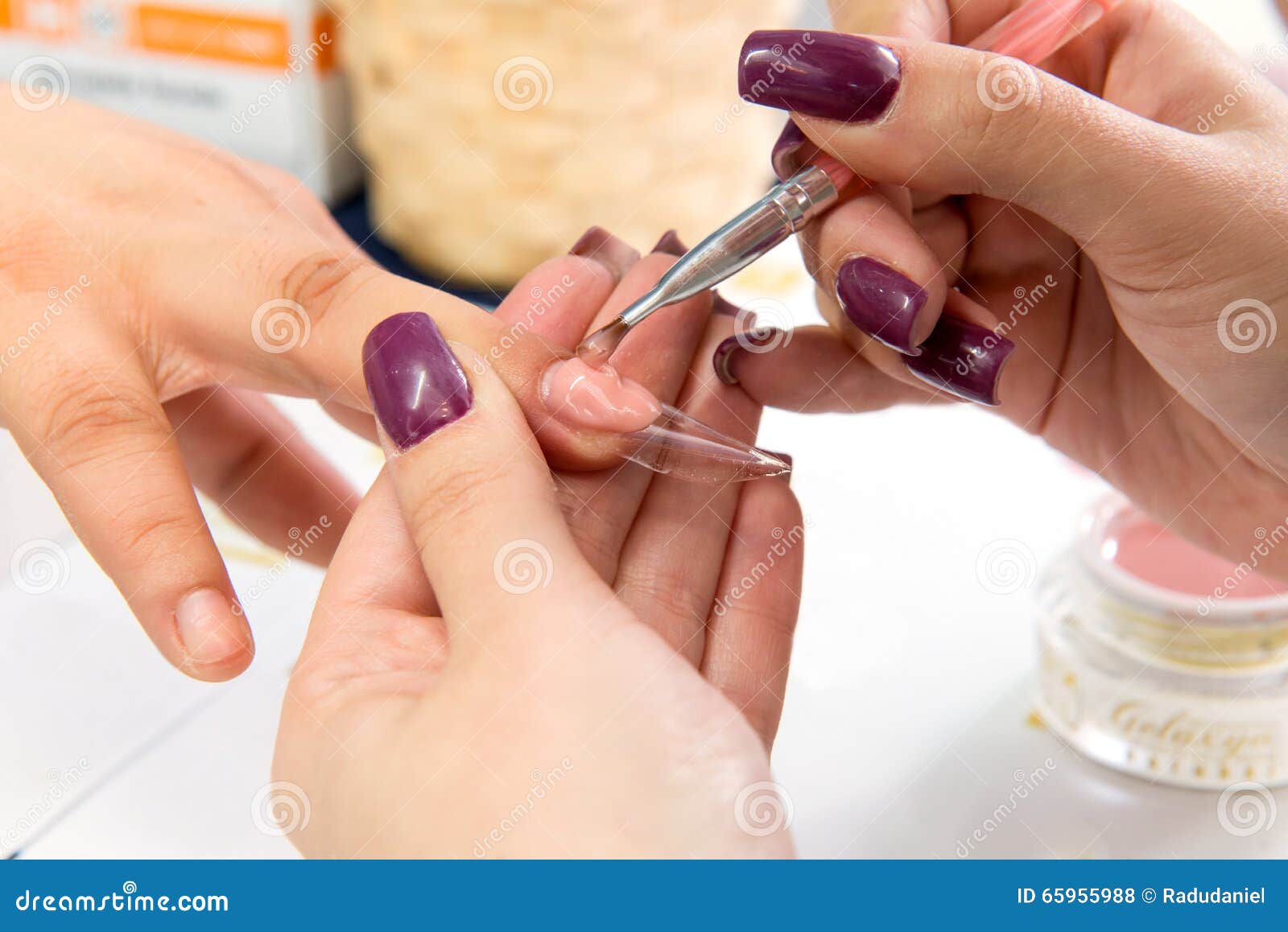 Beauty Nails Construction Whit Gel Stock Photo - Image of hand, salon ...
