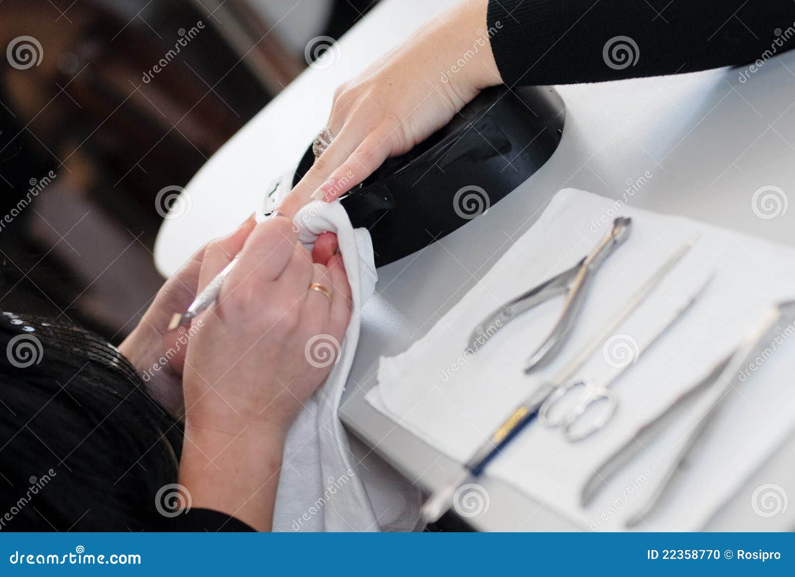 Beauty Nails Manicure Master at Work. Stock Photo - Image of equipment ...