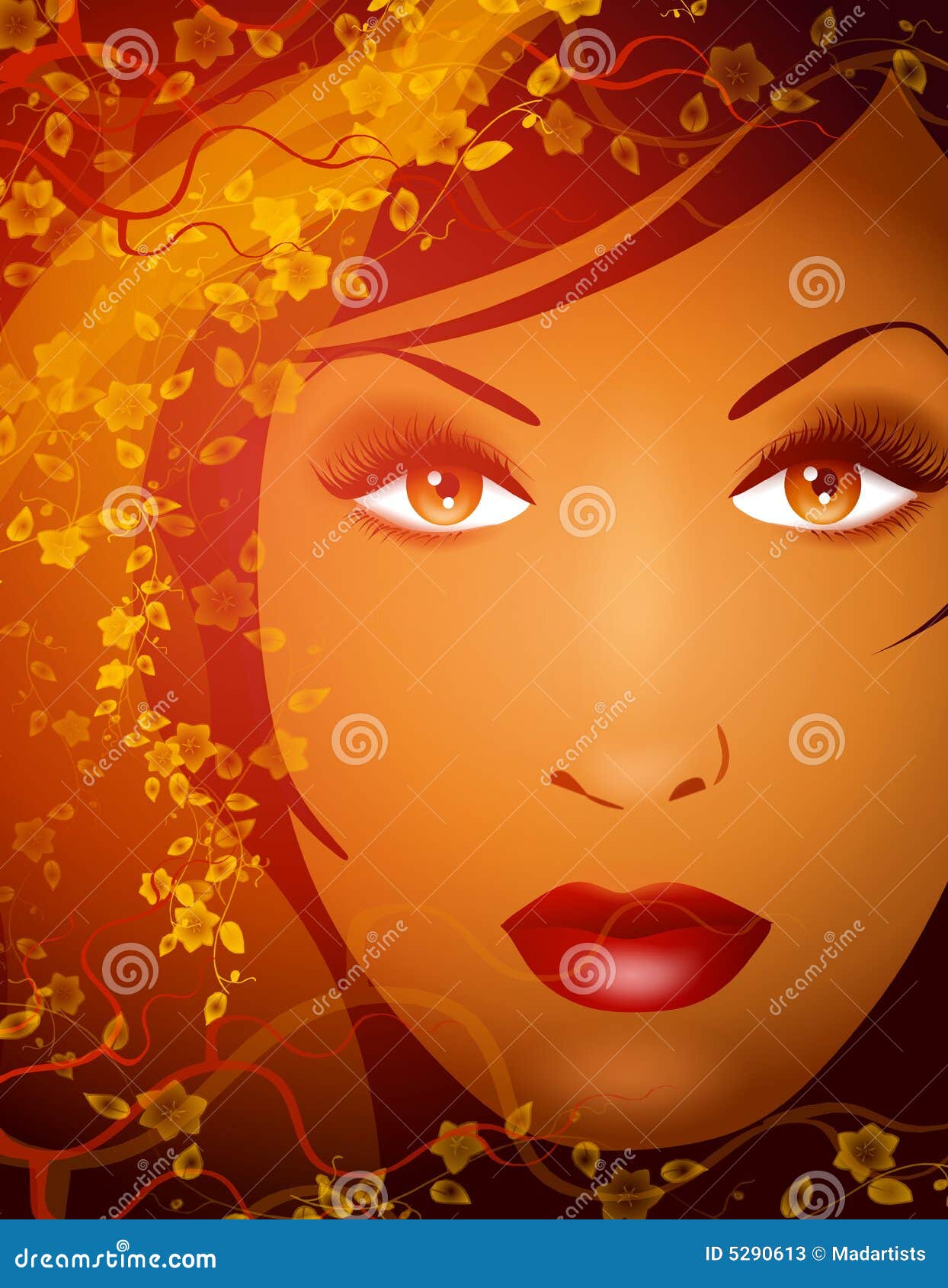 Beauty of Nature Female Face Stock Illustration - Illustration of ...