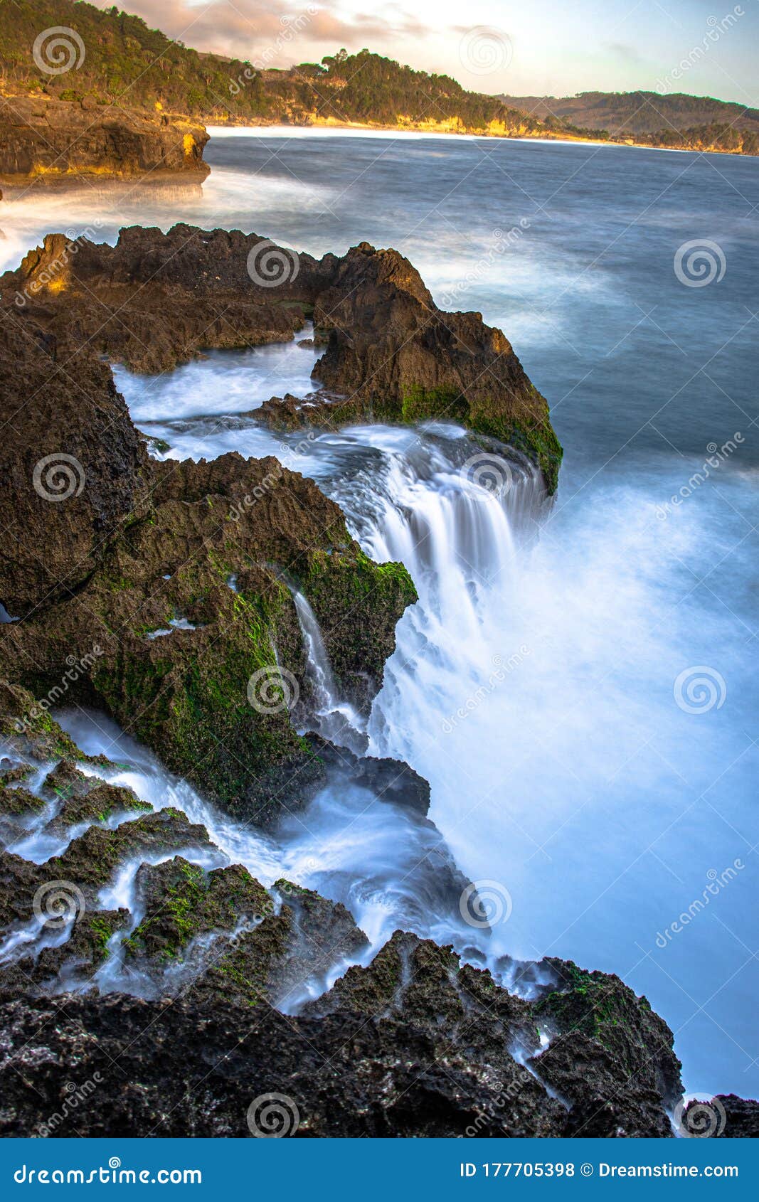 The Beauty of the Ocean Waves that Hit the Cliffs on the Coast Stock ...