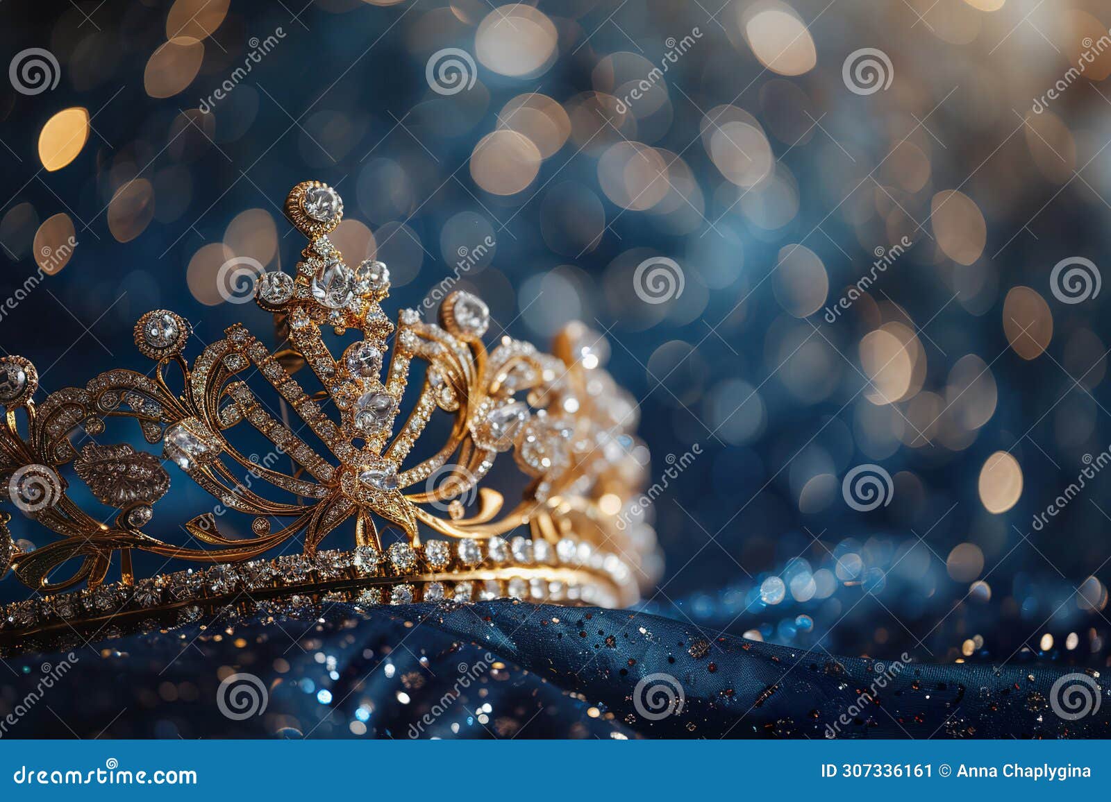 Beauty Pageant Blue Background, Tiara with Copy Space Stock Image ...