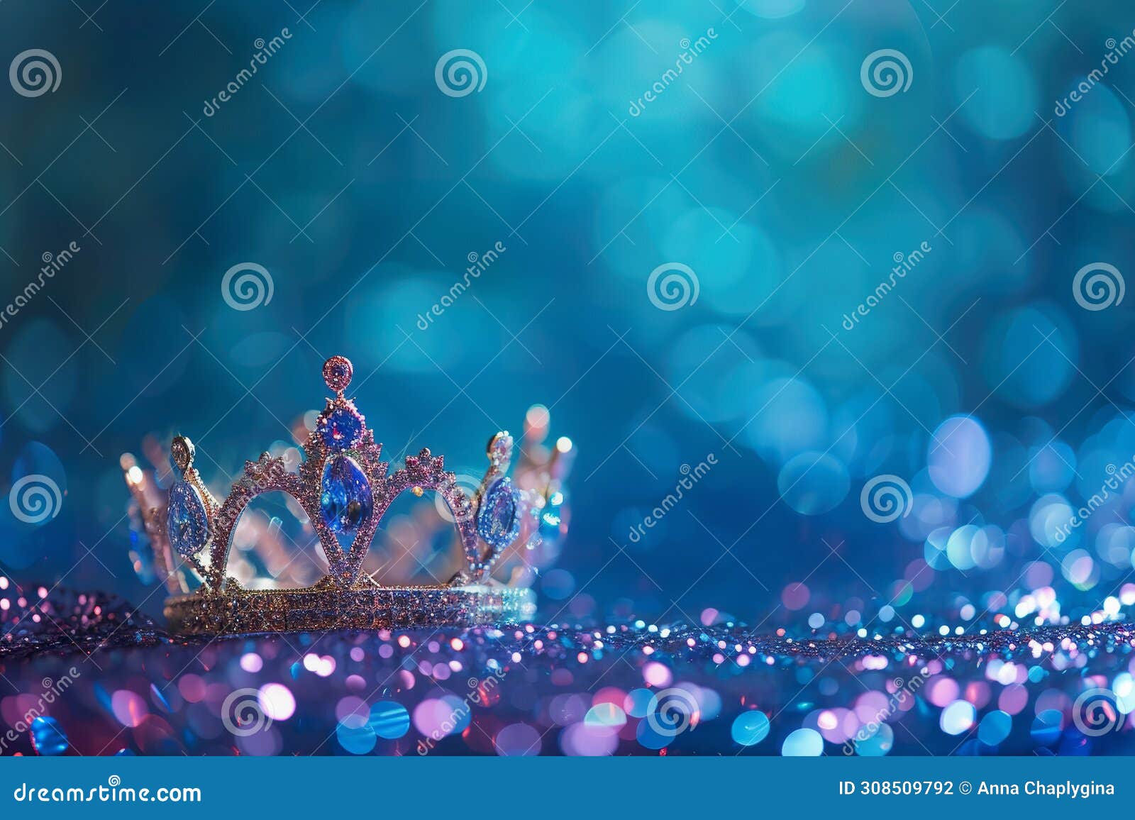 Beauty Pageant Blue Background, Tiara with Copy Space Stock Photo ...