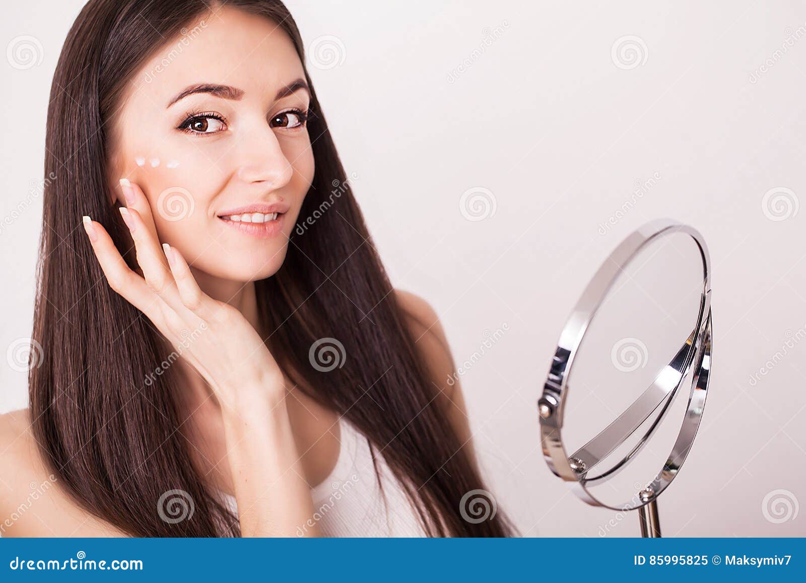 Beauty People Cosmetics Skincare And Health Concept Happy Smiling