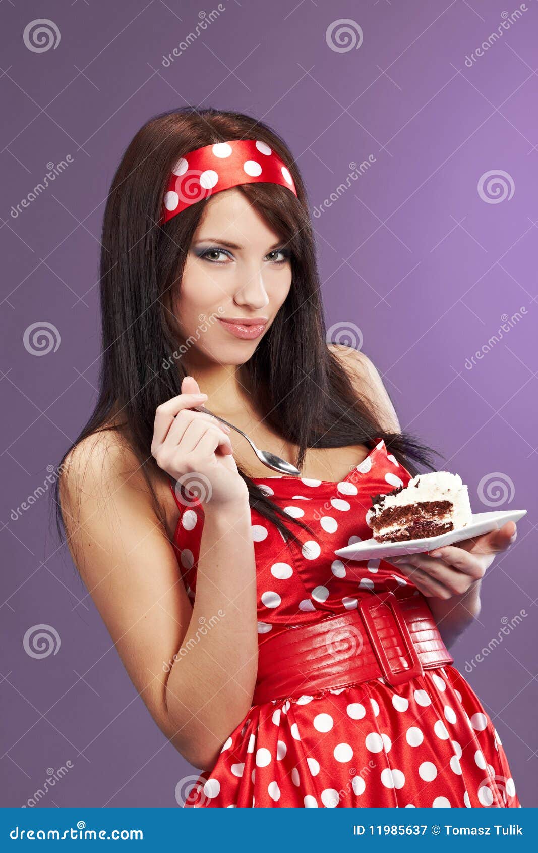 Beauty Pin-up Girl with the Cake Stock Image - Image of female, cute ...